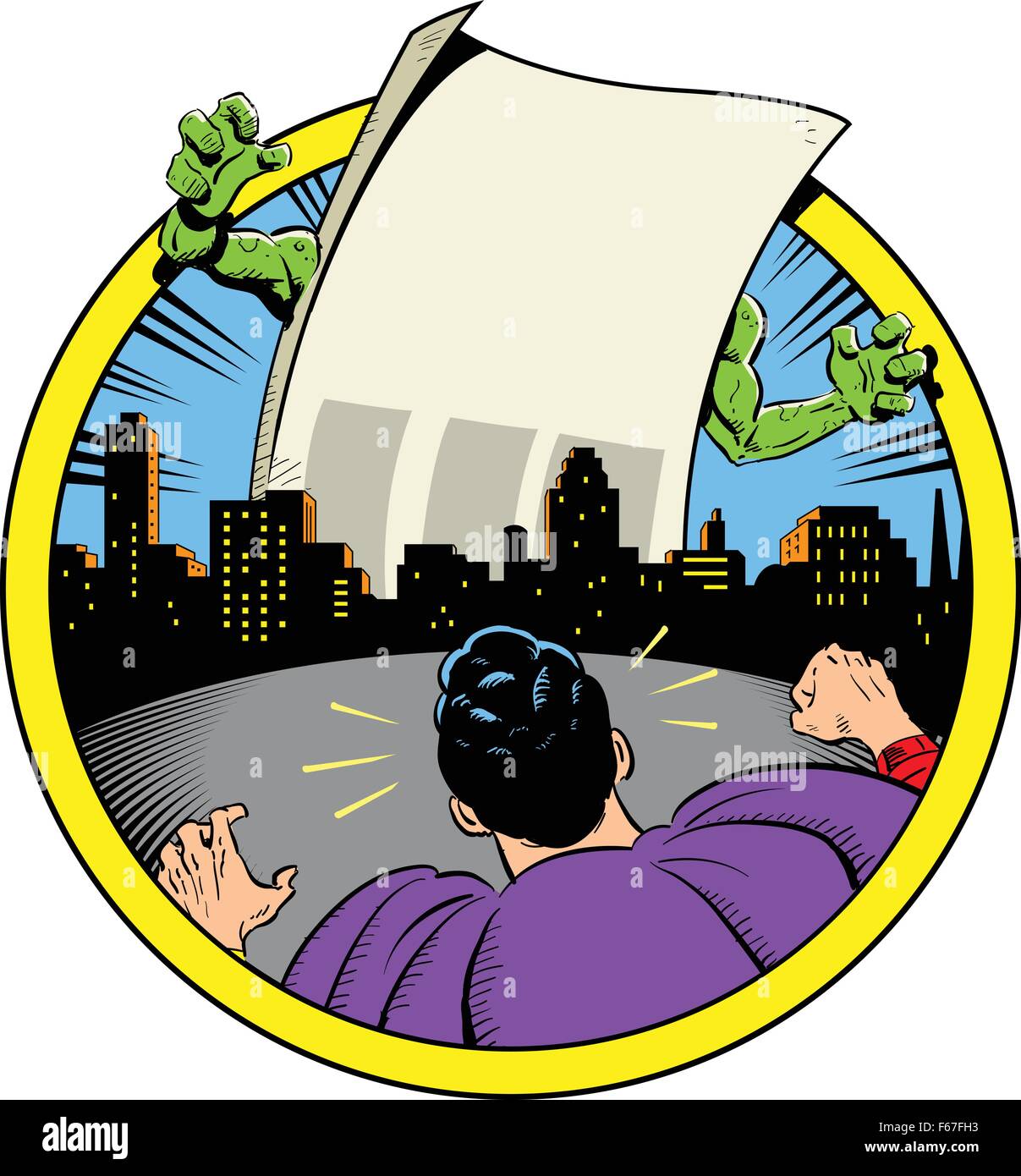 Classic Retro Superhero Ready to Fight Paper Monster Displaying Your ...