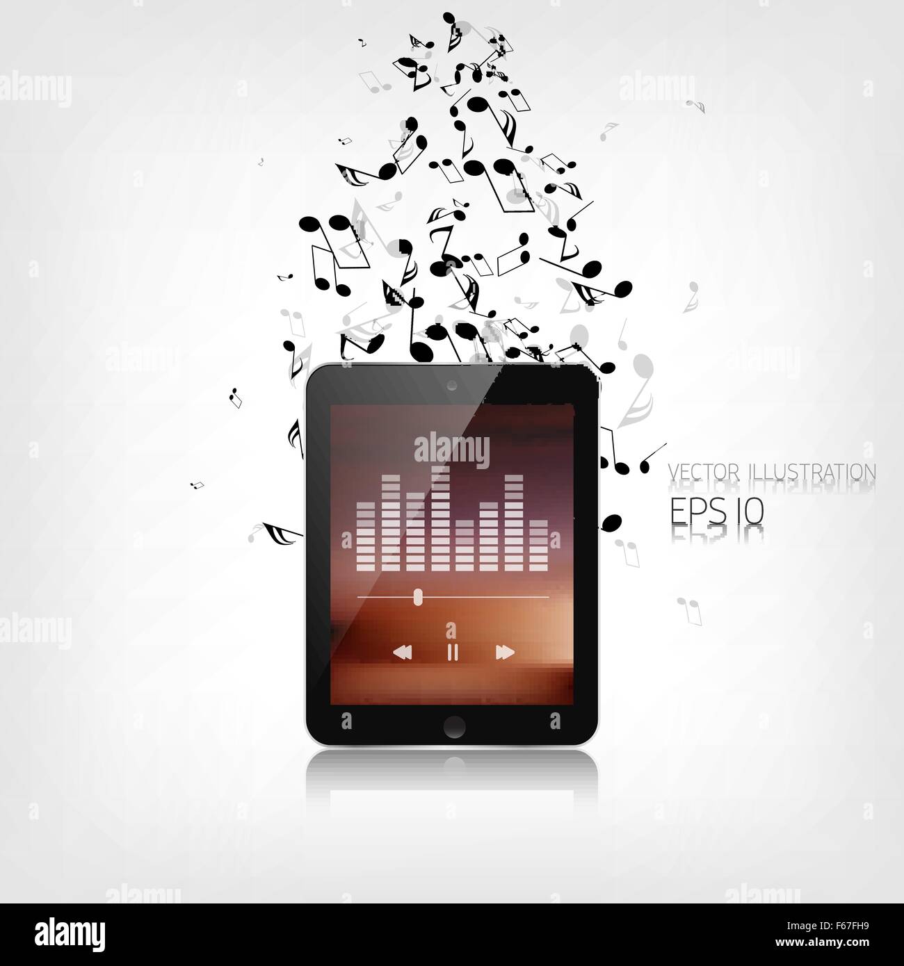 Realistic detalized tablet with music notes Stock Vector Image & Art ...