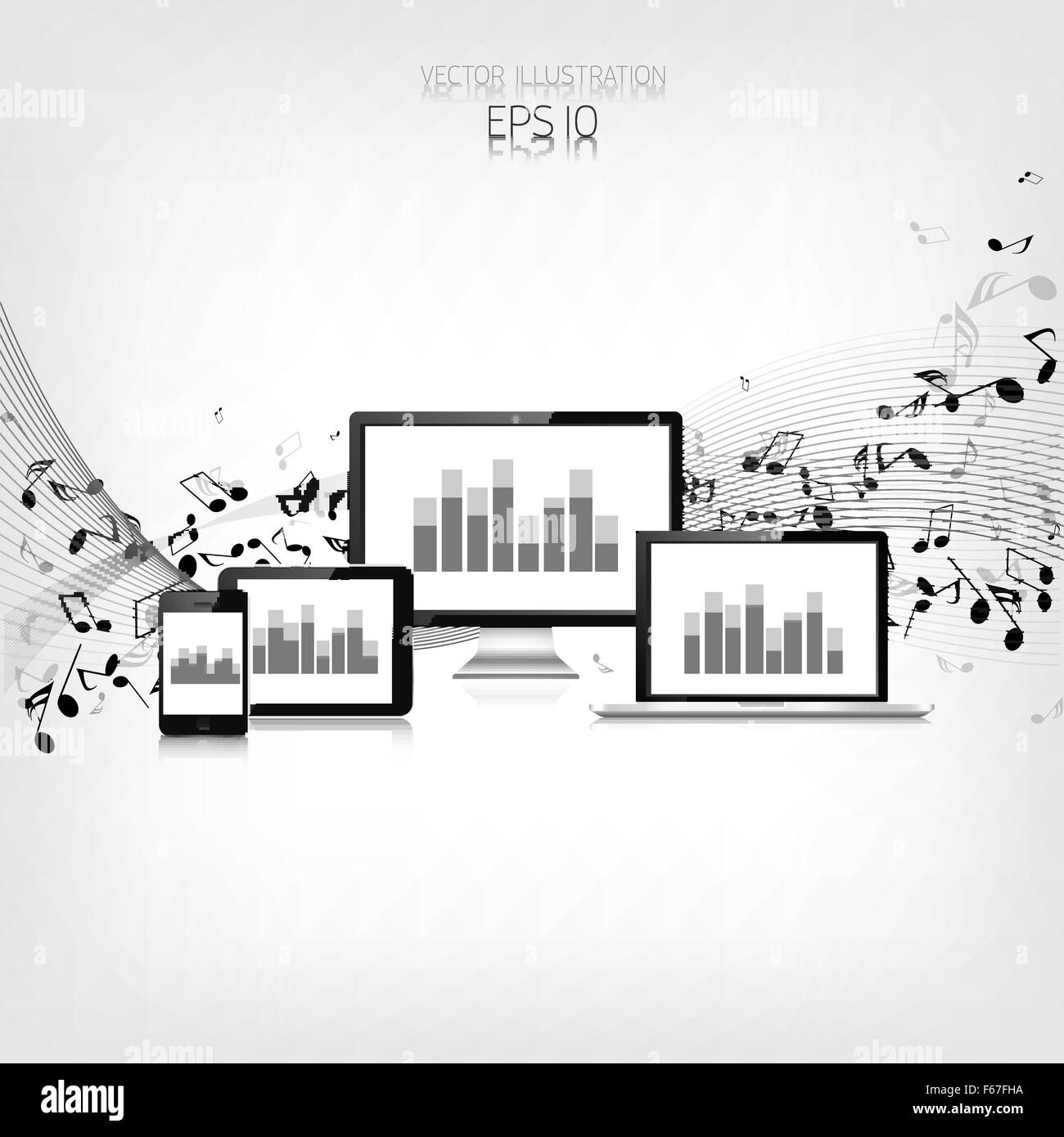 Listening music online smartphone Black and White Stock Photos & Images ...