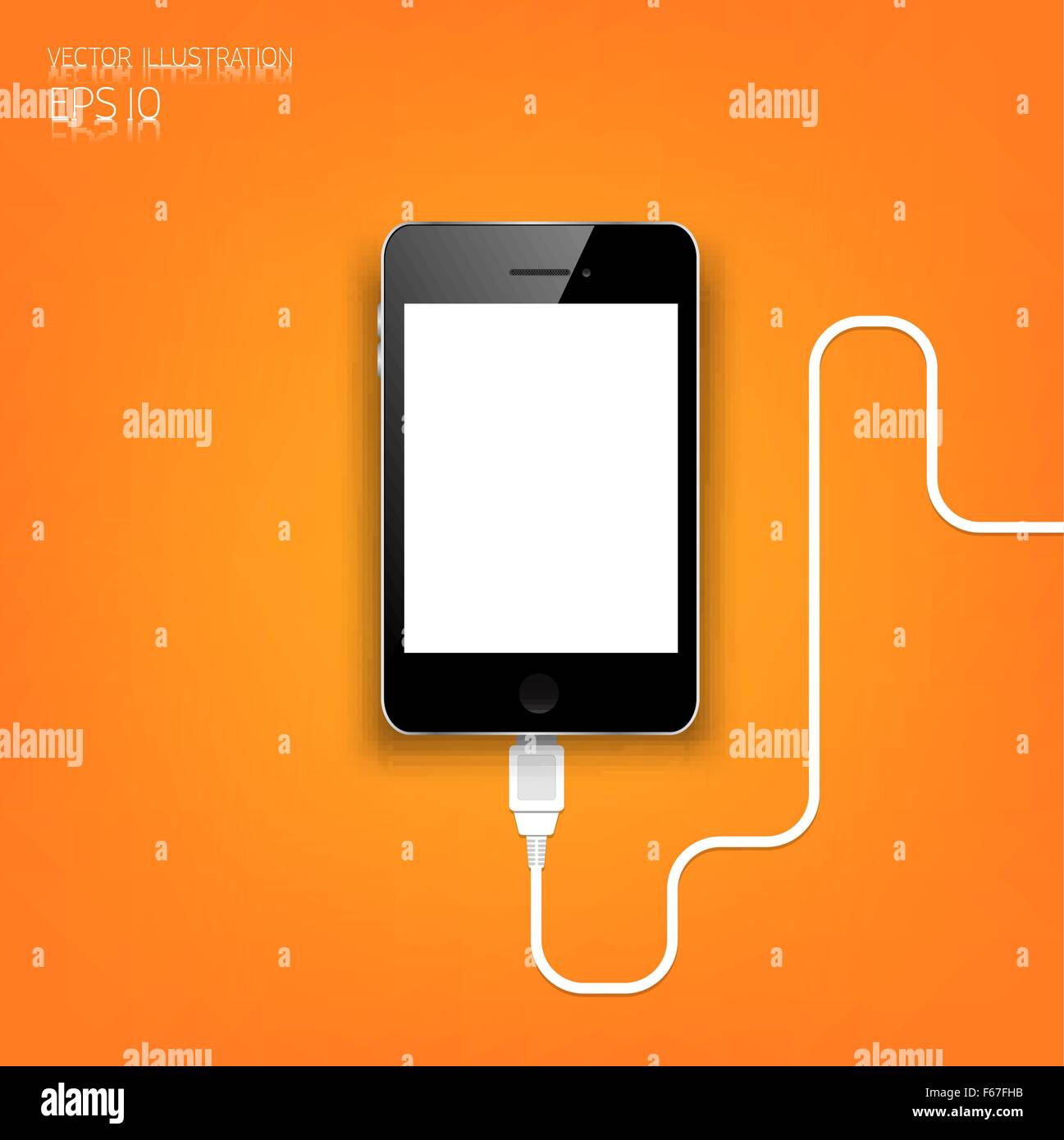 Realistic detalized flat smartphone. Usb connection Stock Vector Image ...