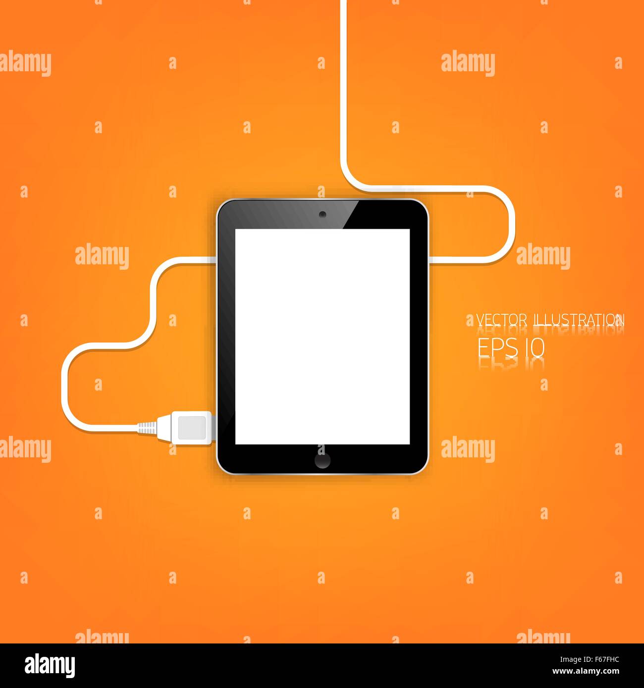 Realistic detalized flat tablet. Usb connection Stock Vector Image ...