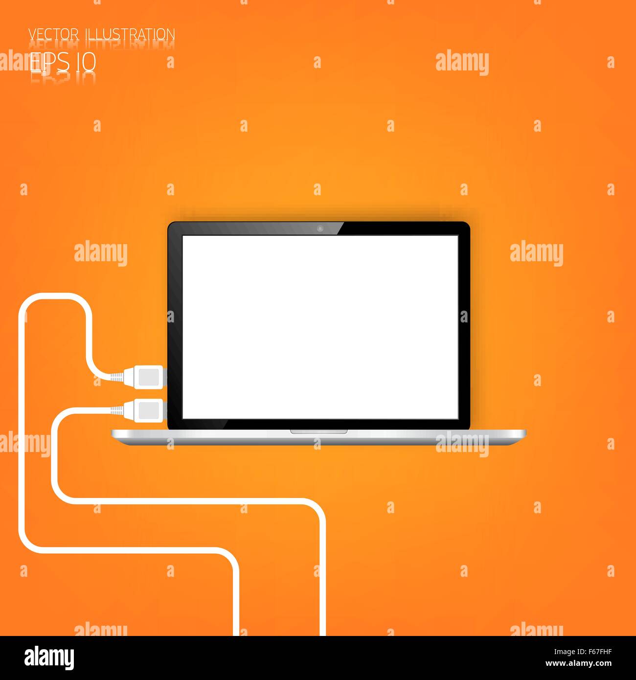 Realistic detalized flat laptop. Usb connection Stock Vector Image ...