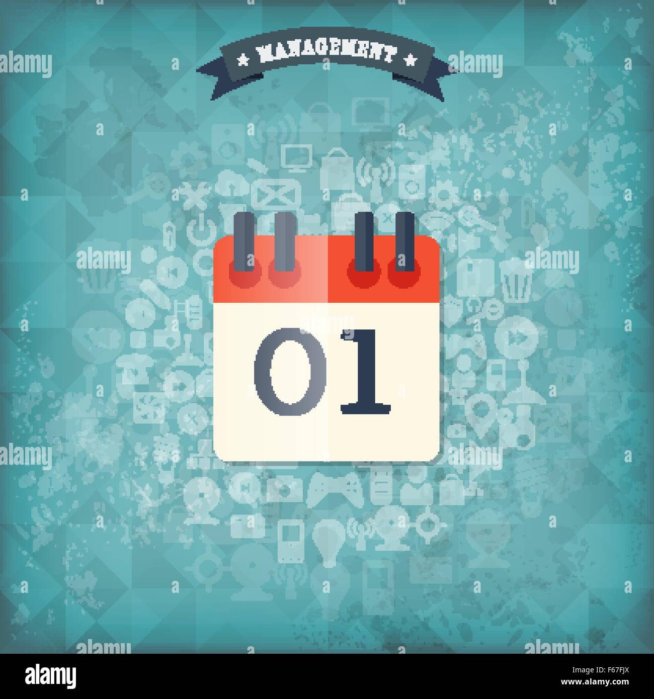 Flat calendar icon.Management concept with web application icons. Date ...