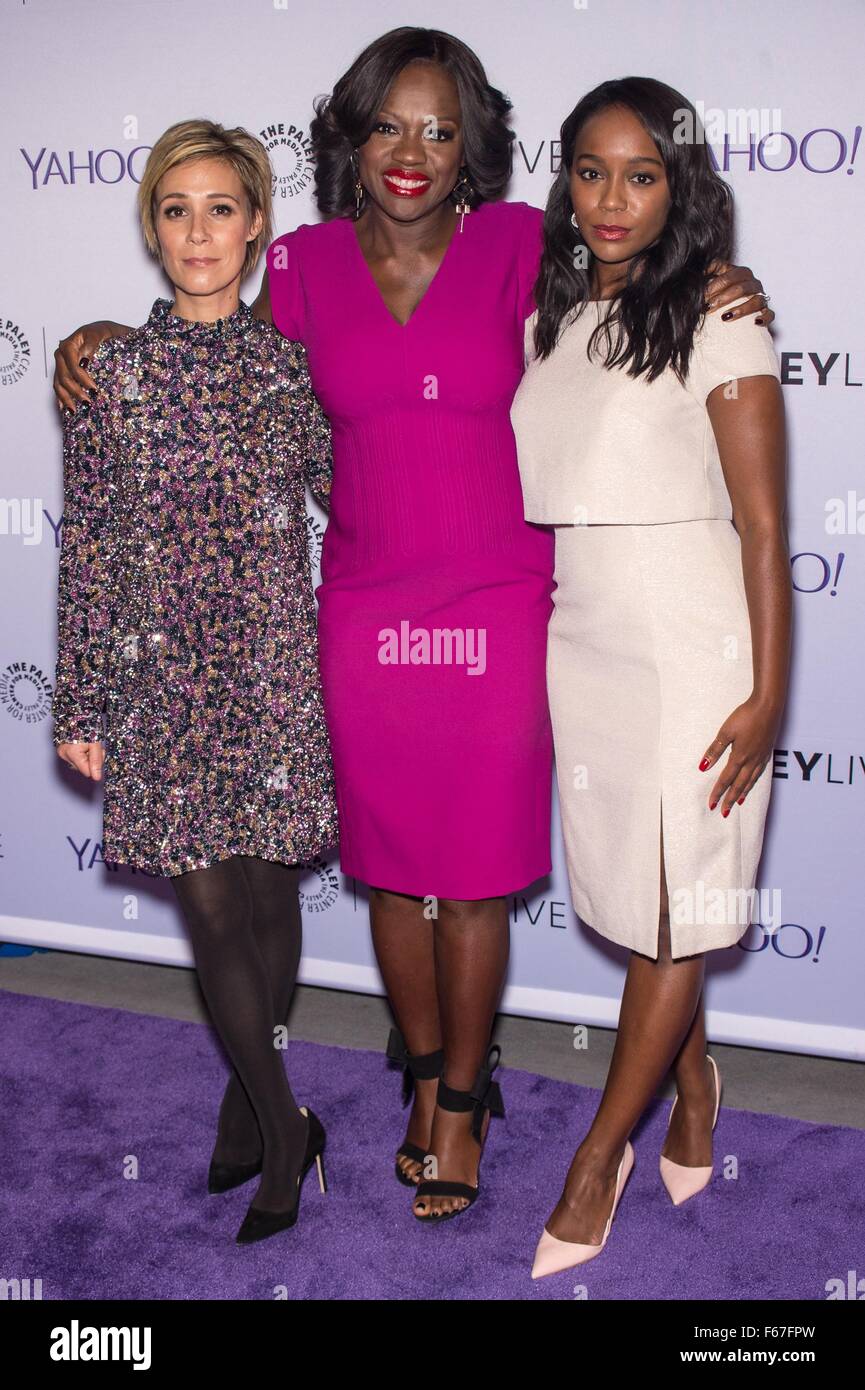New York, NY, USA. 12th Nov, 2015. Liza Weil, Viola Davis, Aja Naomi ...