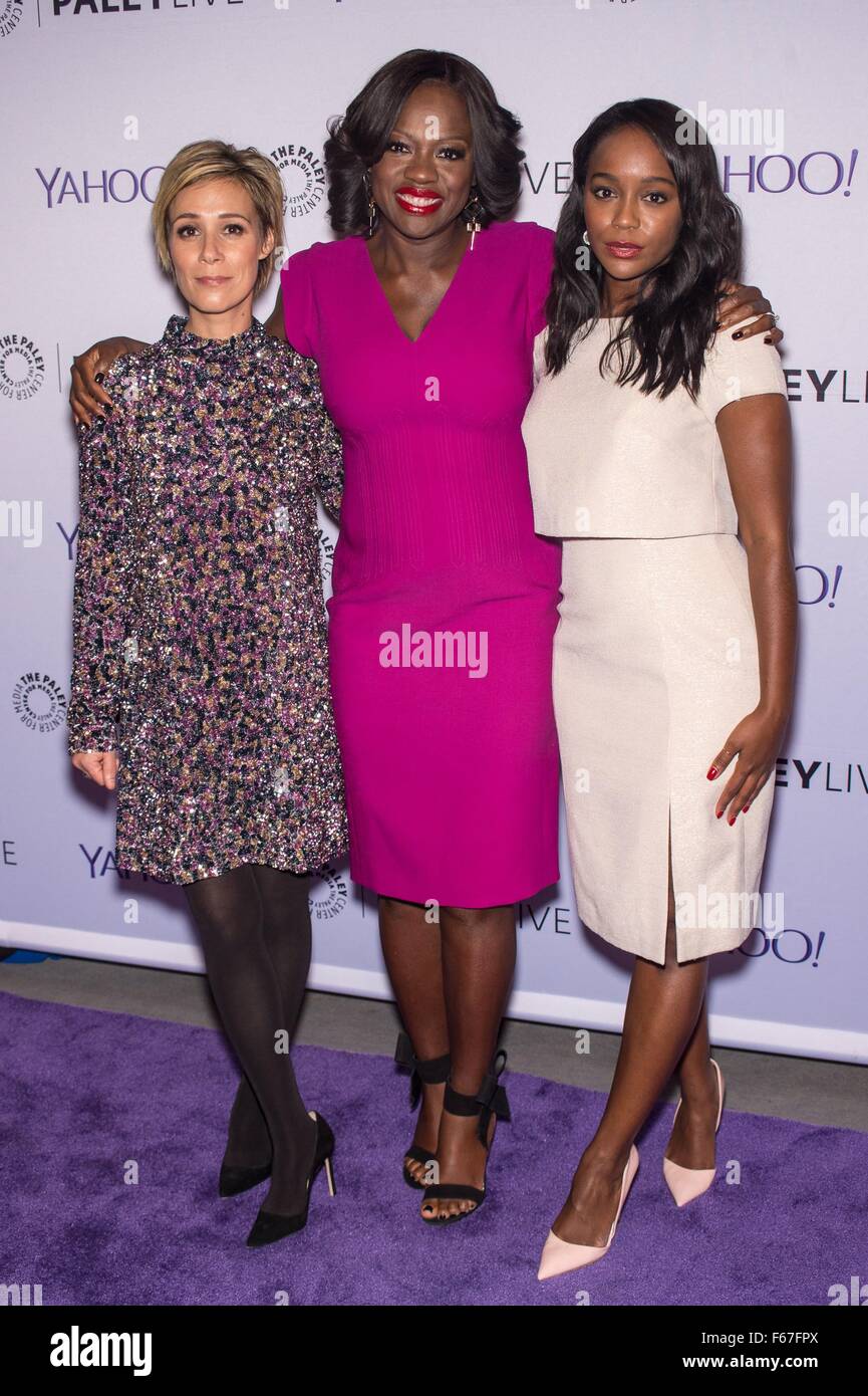 New York, NY, USA. 12th Nov, 2015. Liza Weil, Viola Davis, Aja Naomi ...