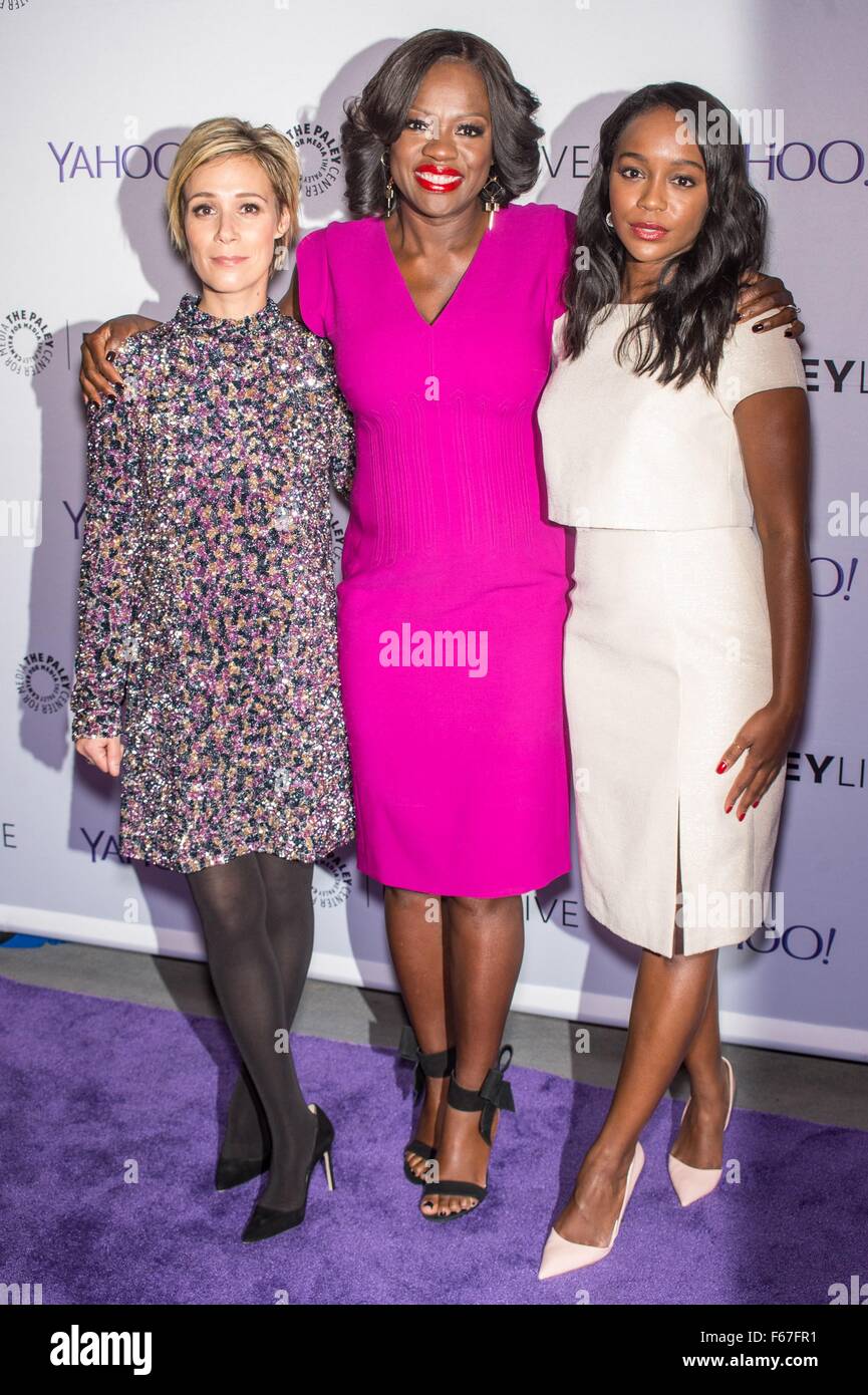 New York, NY, USA. 12th Nov, 2015. Liza Weil, Viola Davis, Aja Naomi ...