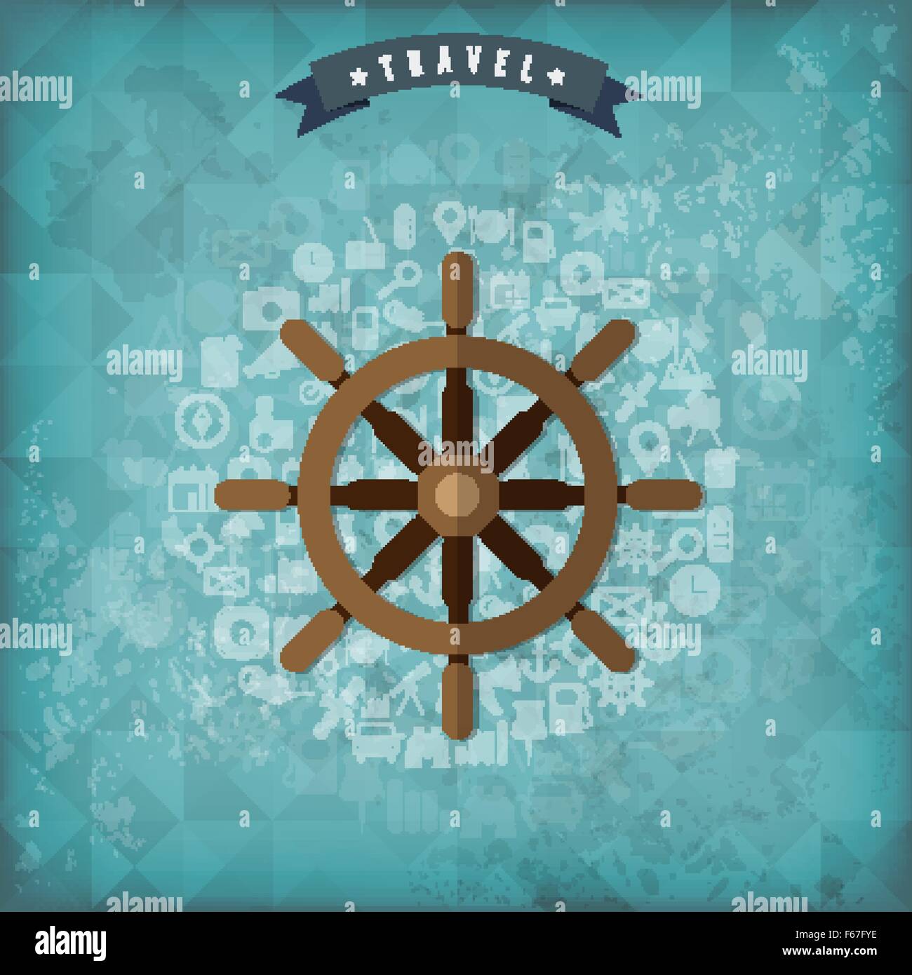 Wheel web icon. Old vintage travel background Stock Vector Image & Art ...