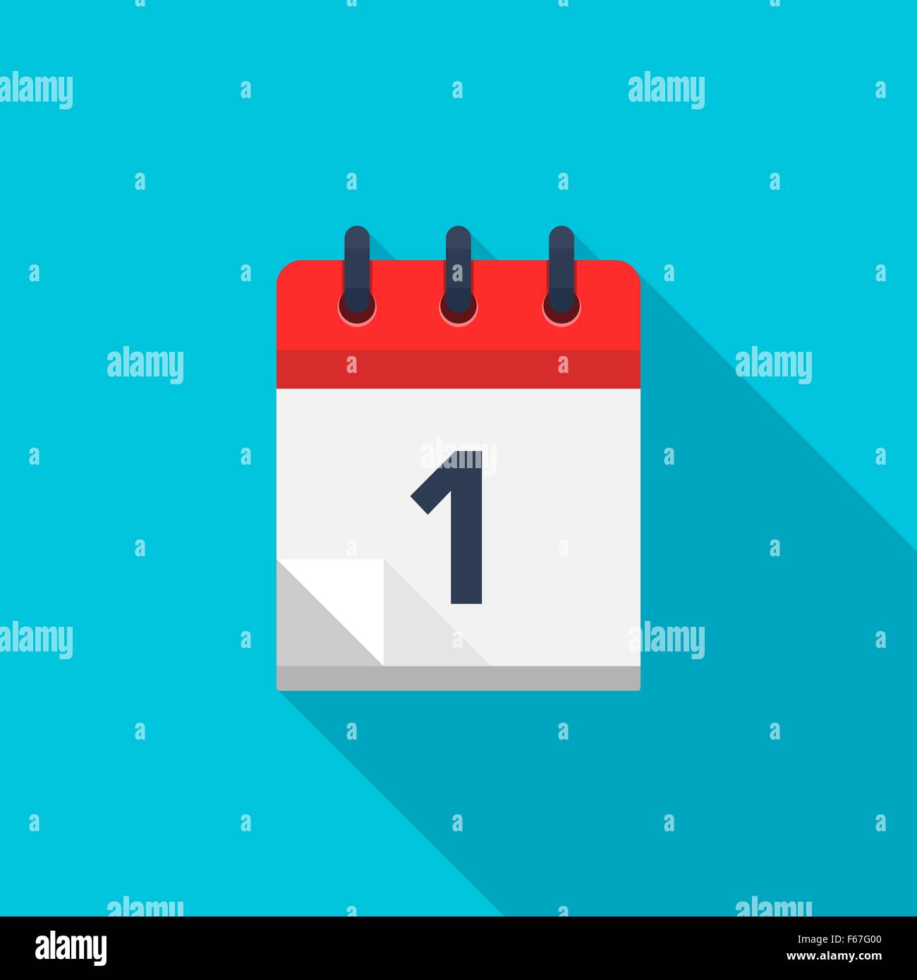 Flat calendar icon. Date and time background. Number 1 Stock Vector ...