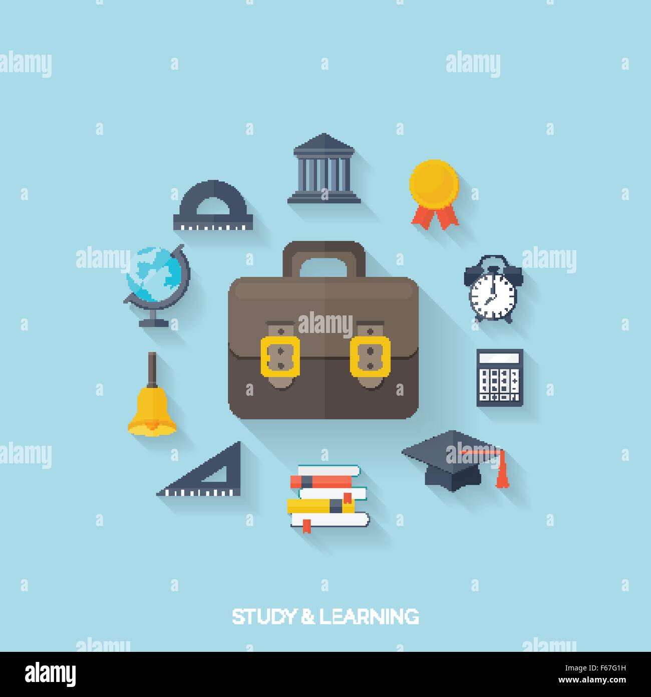 Flat concept education background. Back to school. Distance learning ...