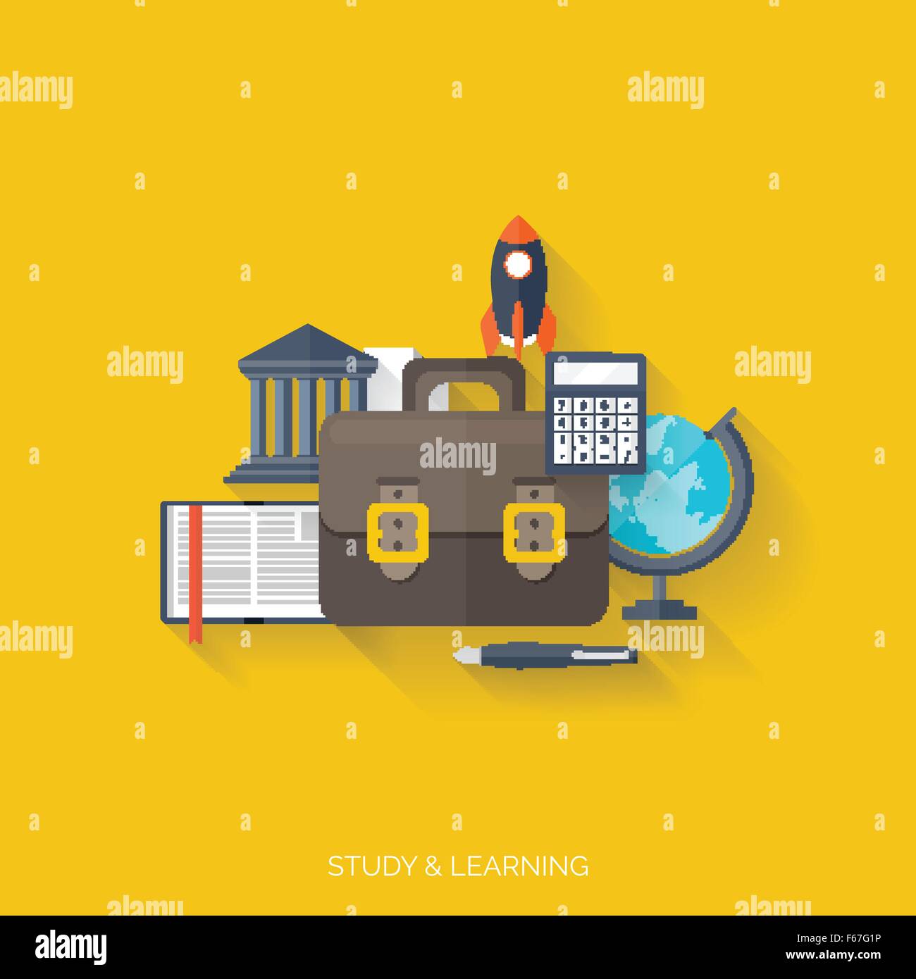 Flat concept education background. Back to school. Distance learning ...