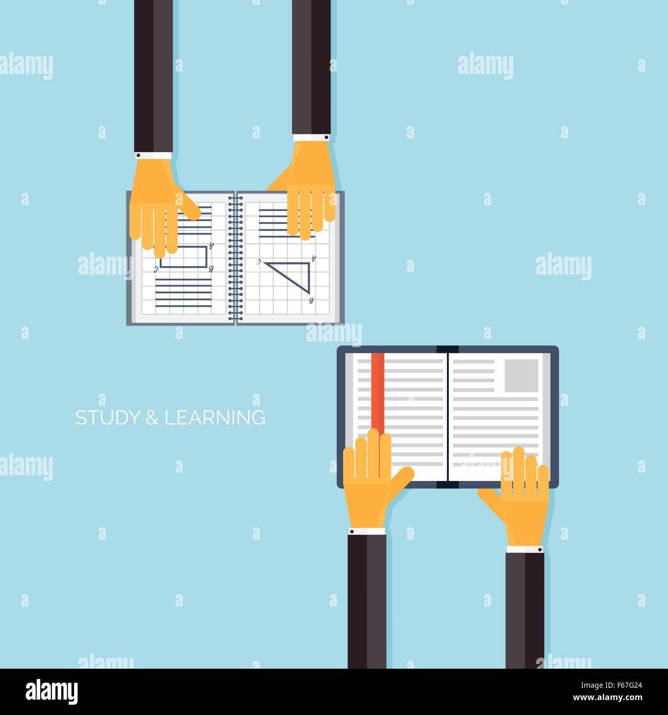 Flat concept education background. Back to school. Distance learning ...