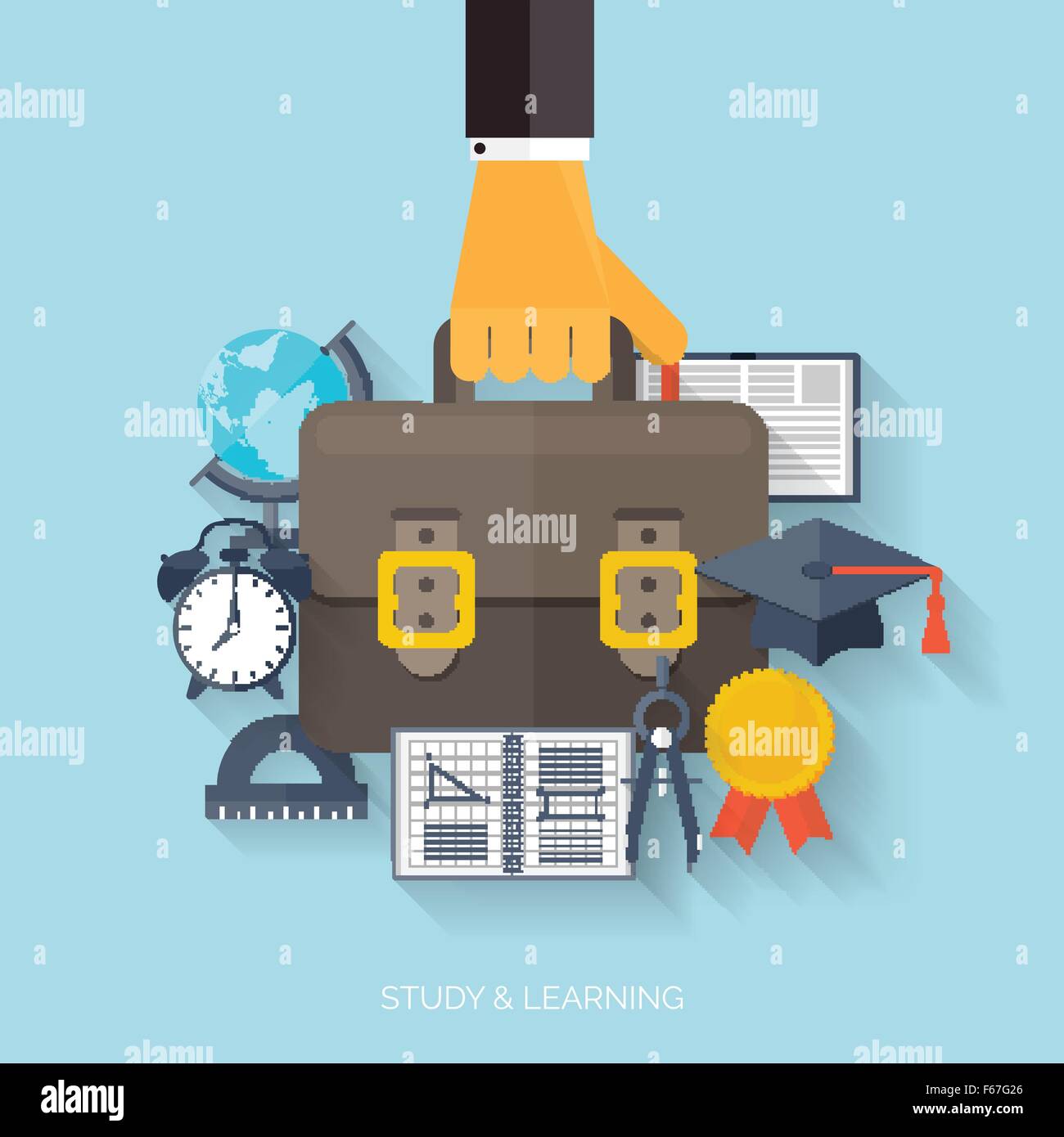 Flat concept education background. Back to school. Distance learning ...