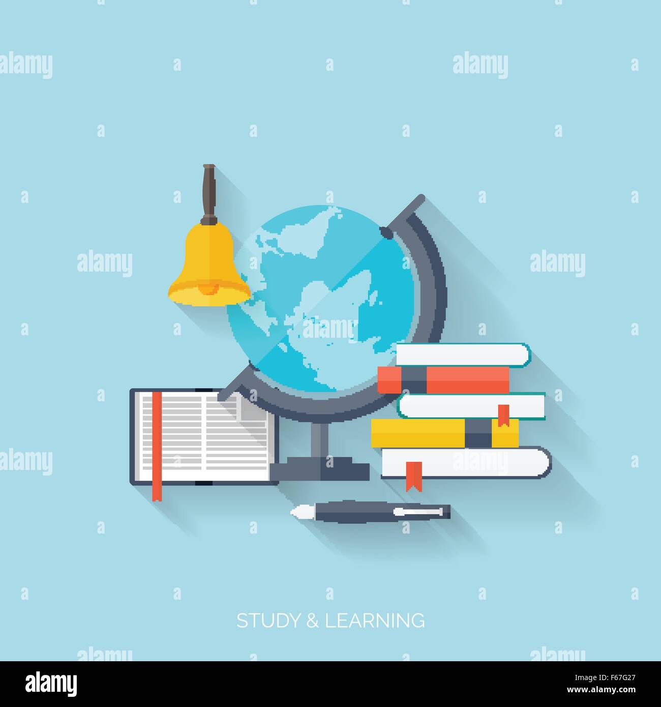 Flat concept education background. Back to school. Distance learning ...