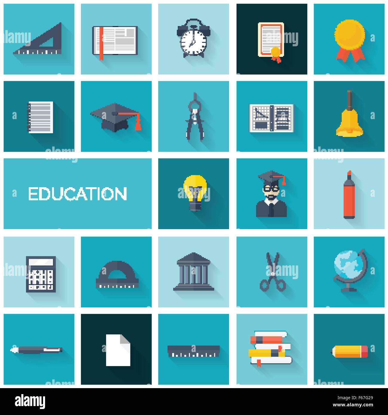 Flat concept education background. Back to school. Distance learning ...