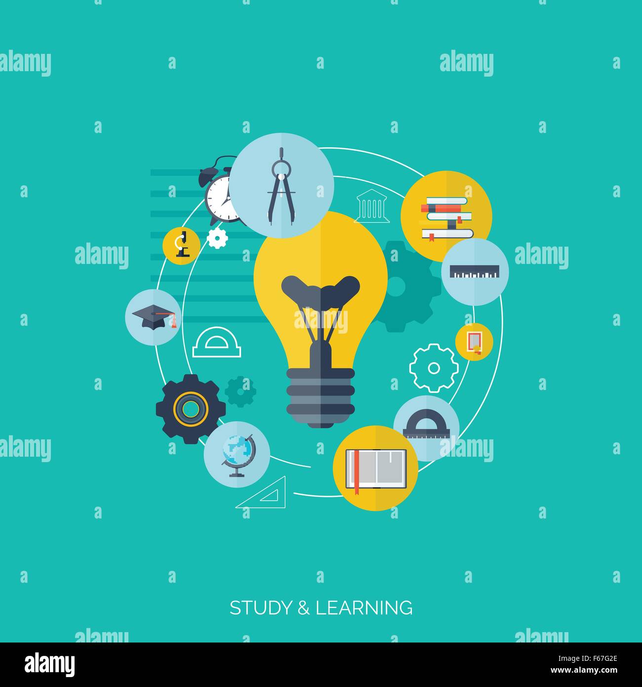 Flat concept education background. Back to school. Distance learning ...