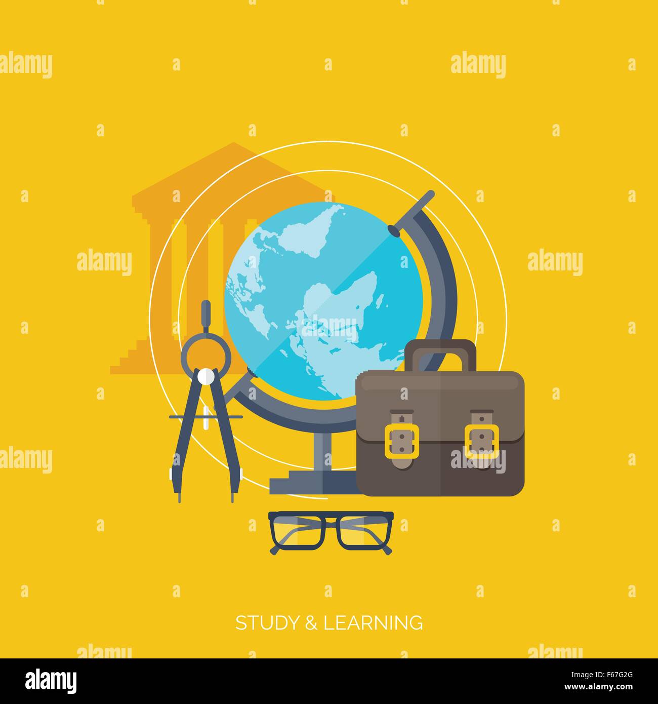 Flat concept education background. Back to school. Distance learning ...