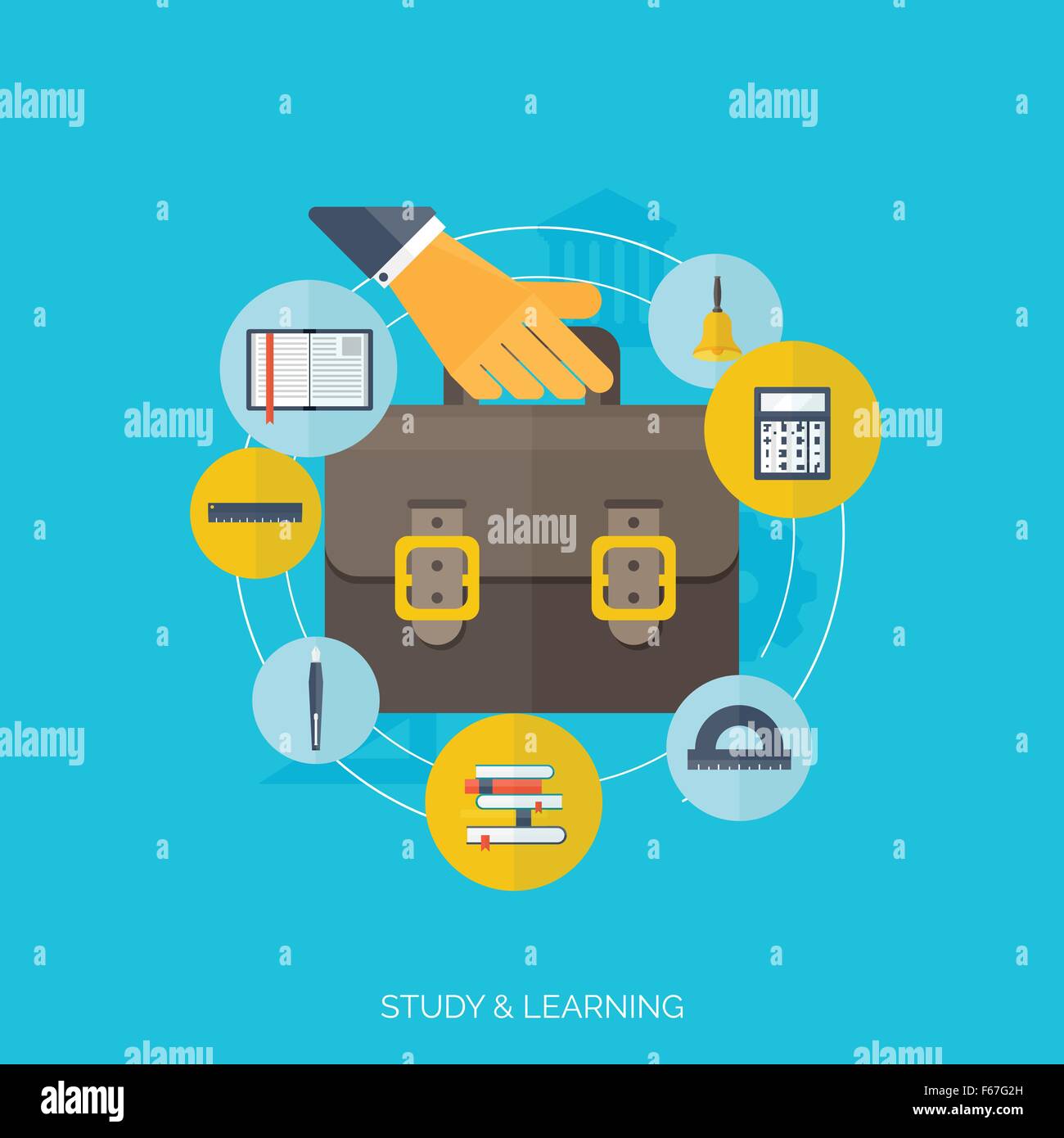 Flat concept education background. Back to school. Distance learning ...