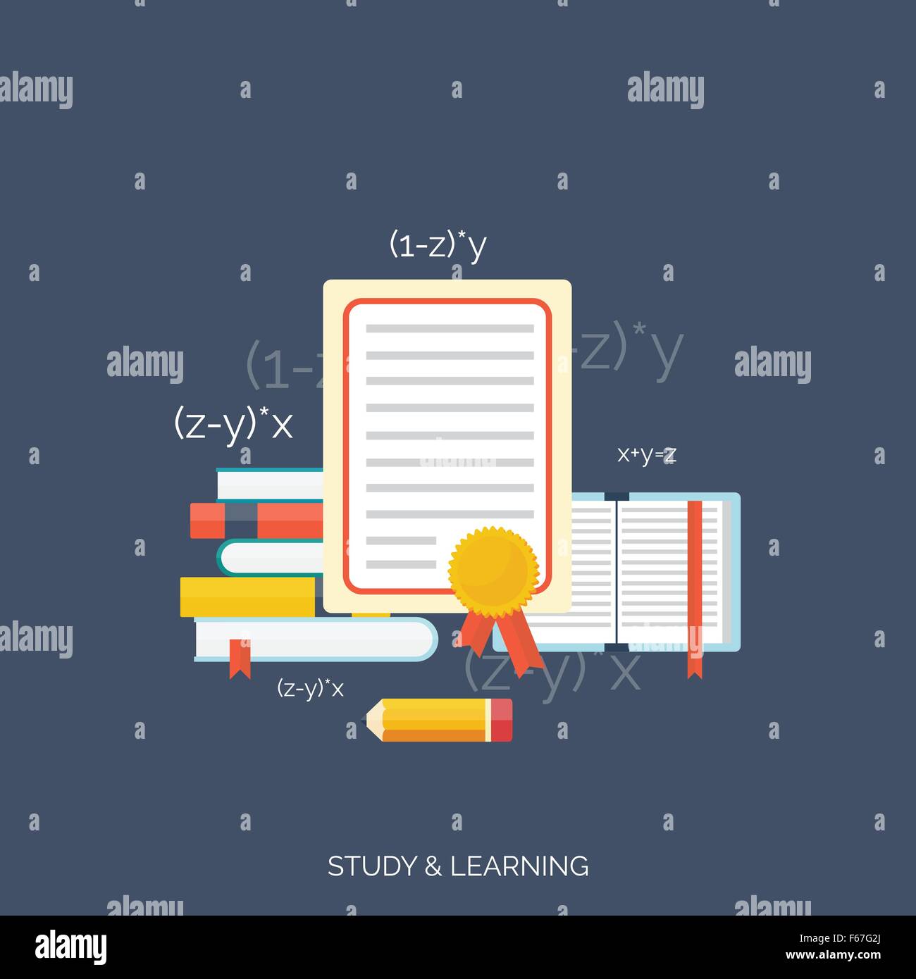 Flat concept education background. Back to school. Distance learning ...
