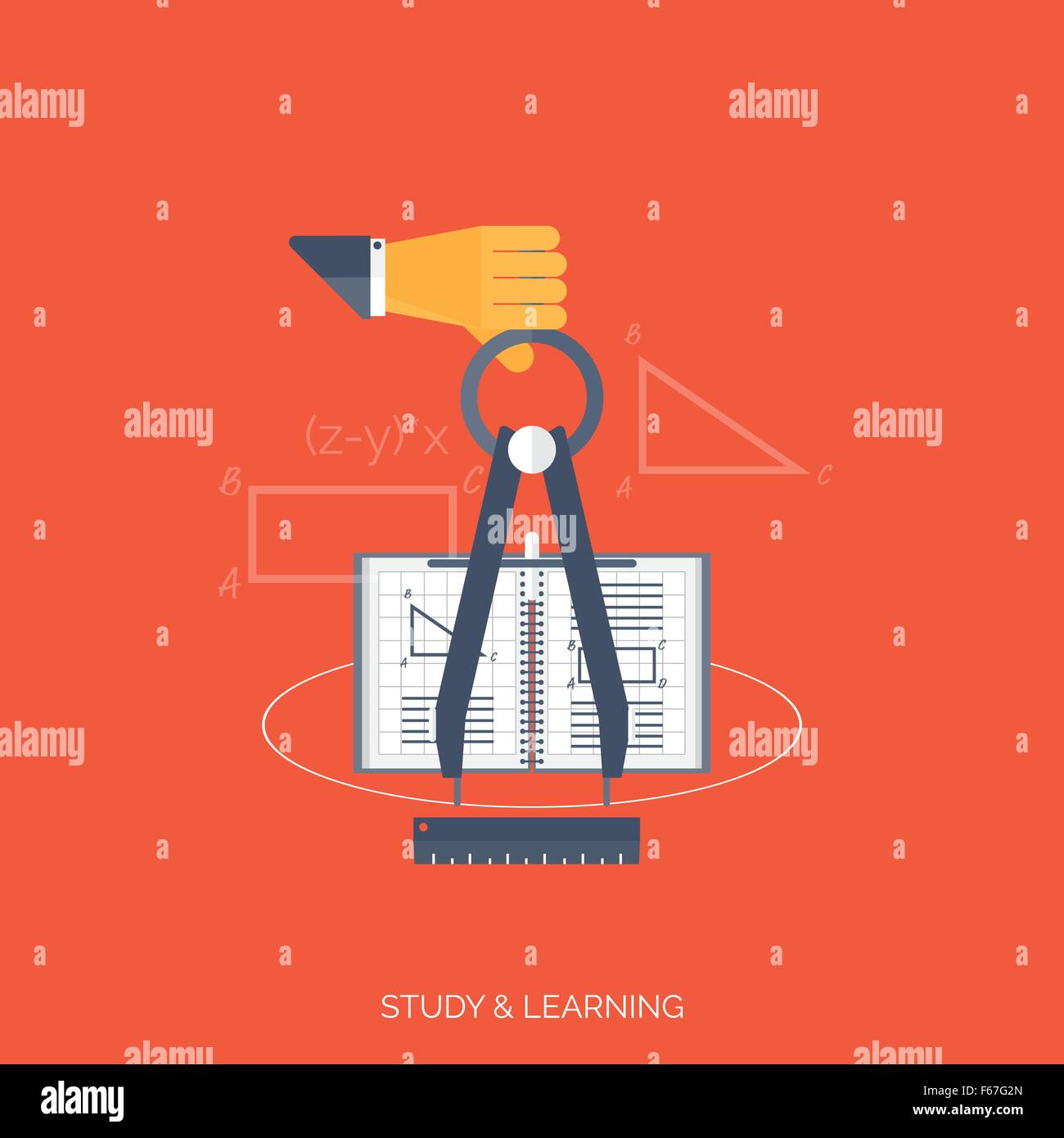 Flat concept education background. Back to school. Distance learning ...