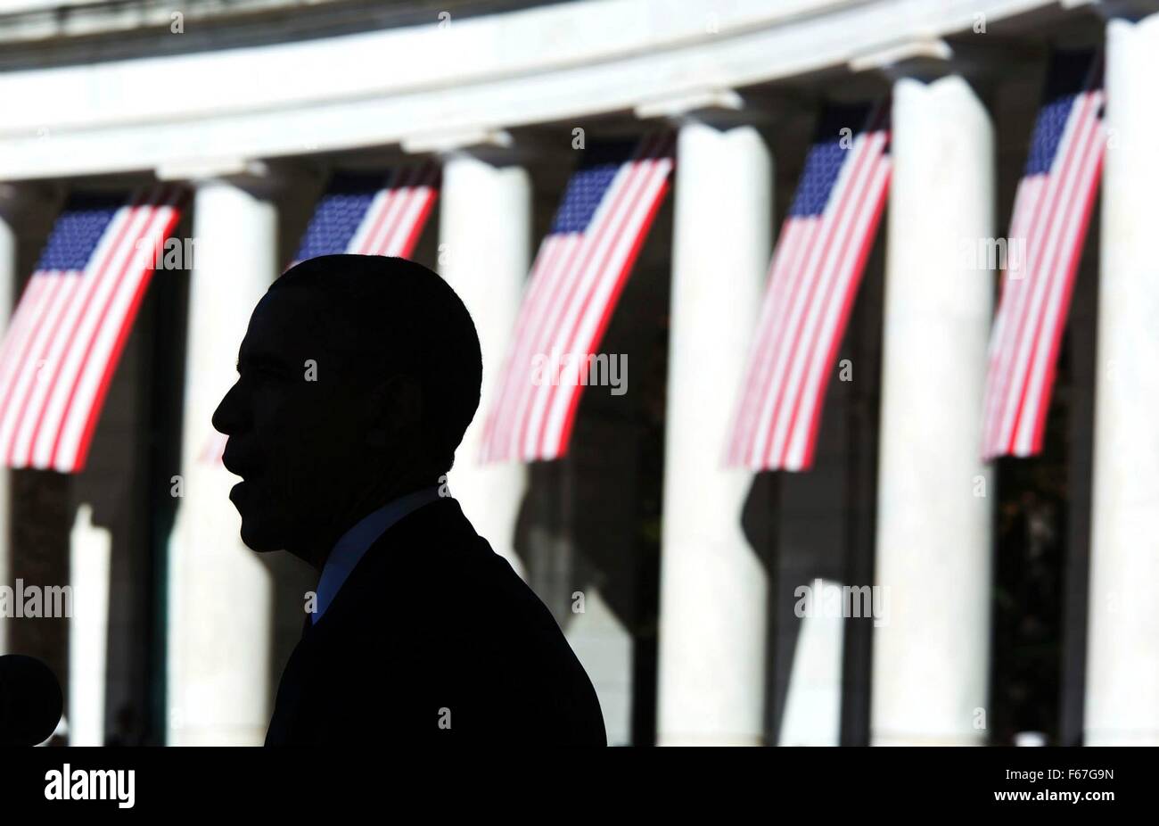President speech american flags hi-res stock photography and images - Alamy