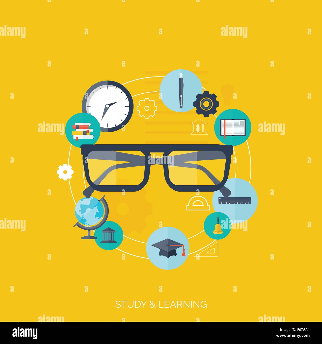 Flat concept education background. Back to school. Distance learning ...
