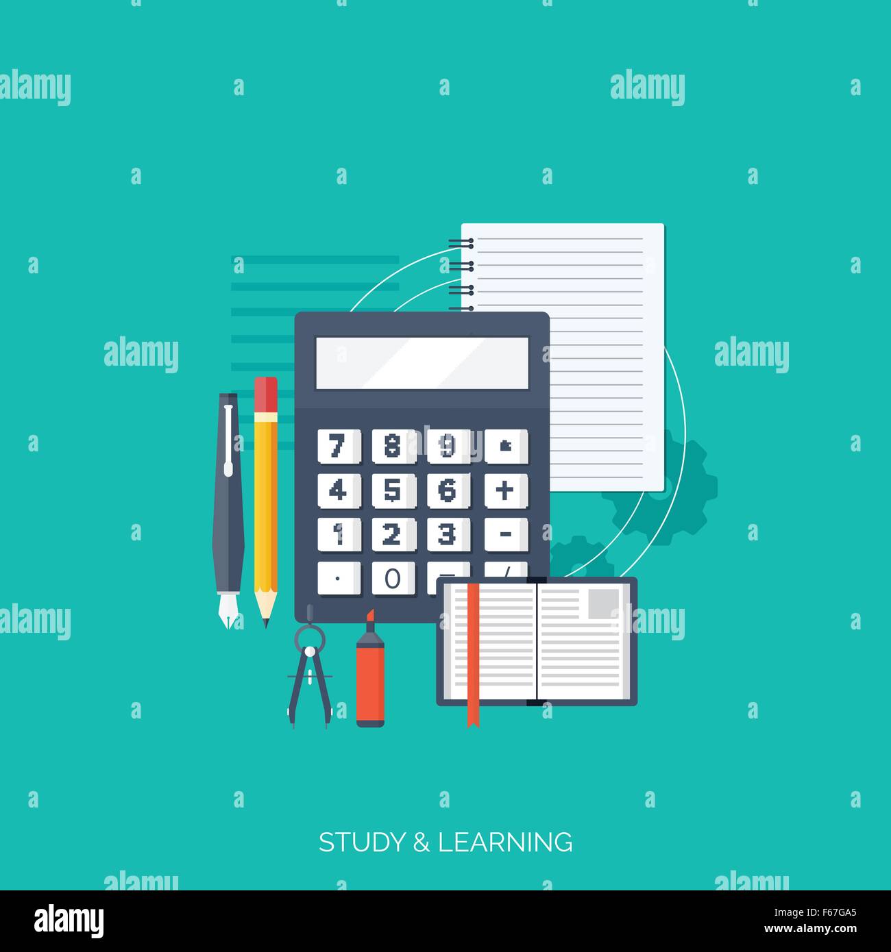 Flat concept education background. Back to school. Distance learning ...