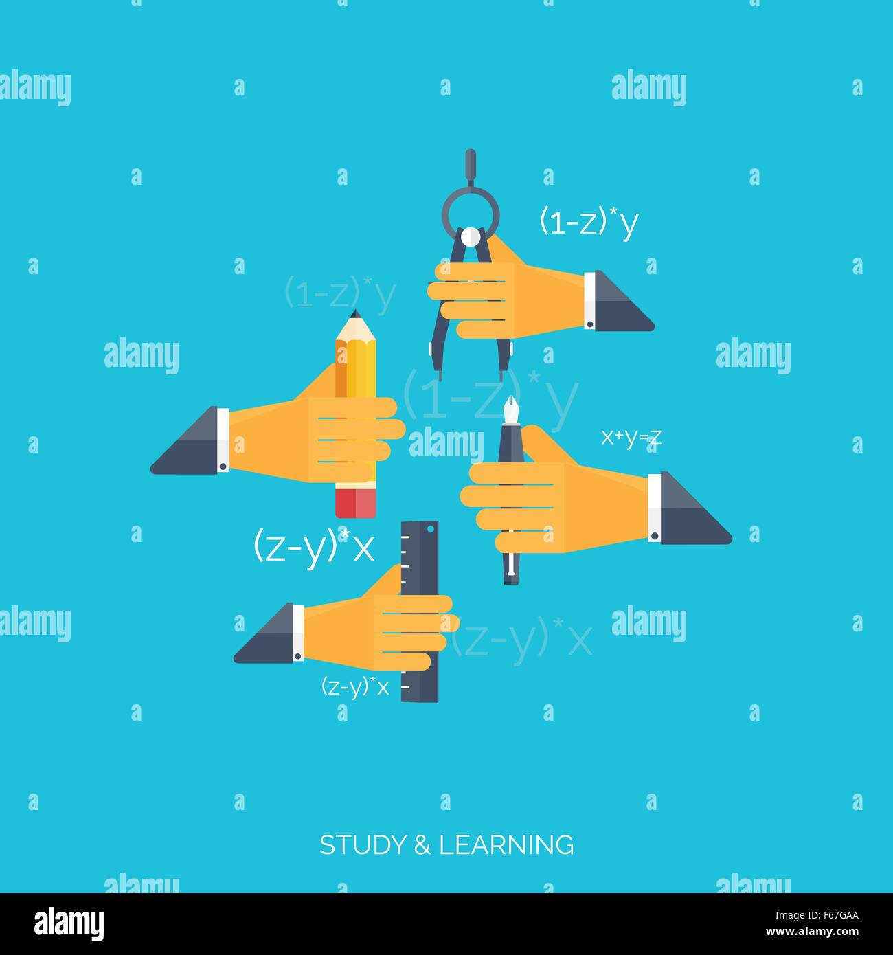 Flat concept education background. Back to school. Distance learning ...