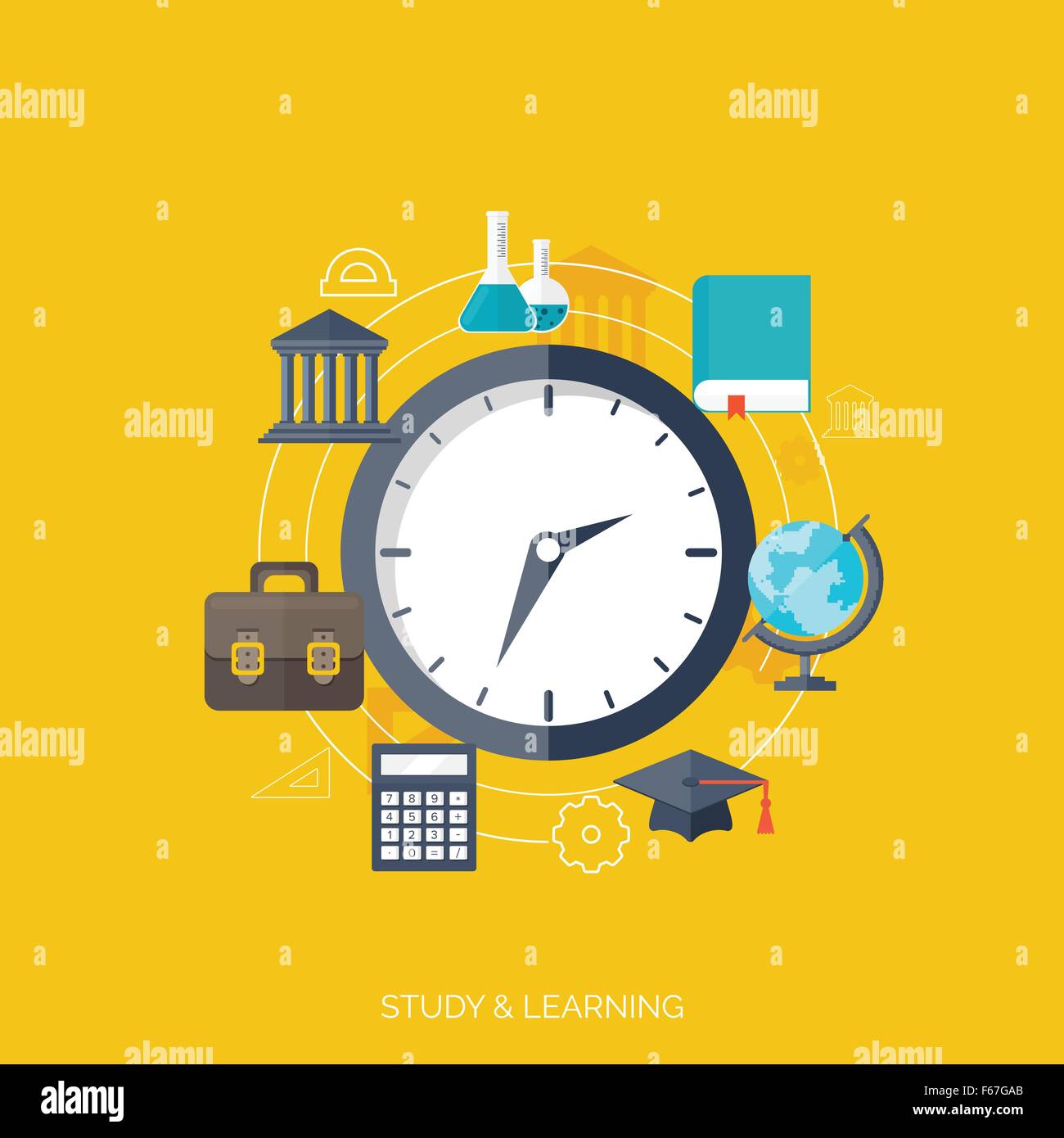 Flat concept education background. Back to school. Distance learning ...