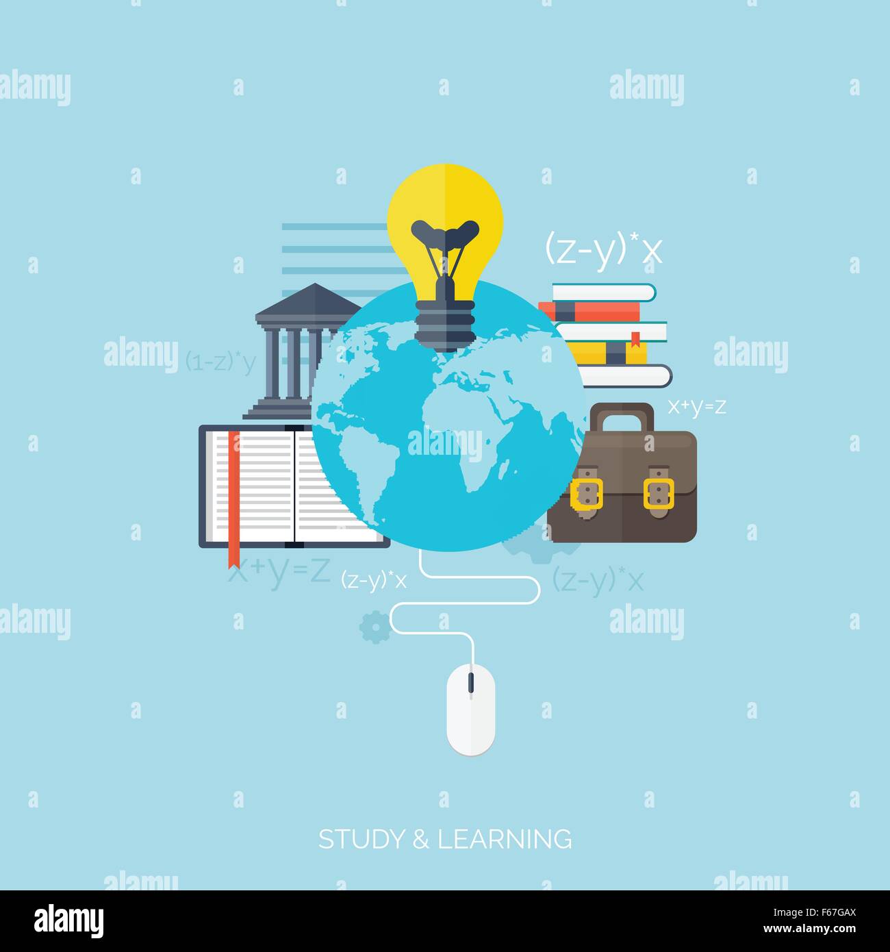 Flat concept education background. Back to school. Distance learning ...