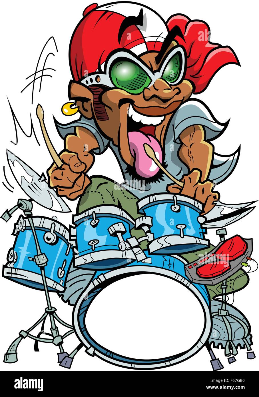 Crazy african-american urban drummer is a wild man when he plays the ...
