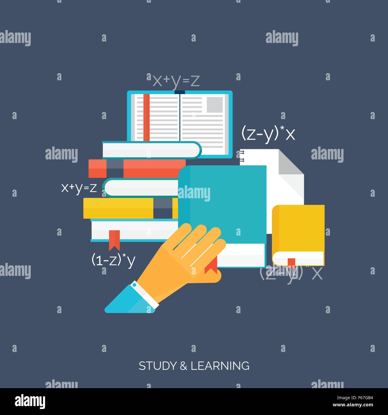Flat concept education background. Back to school. Distance learning ...
