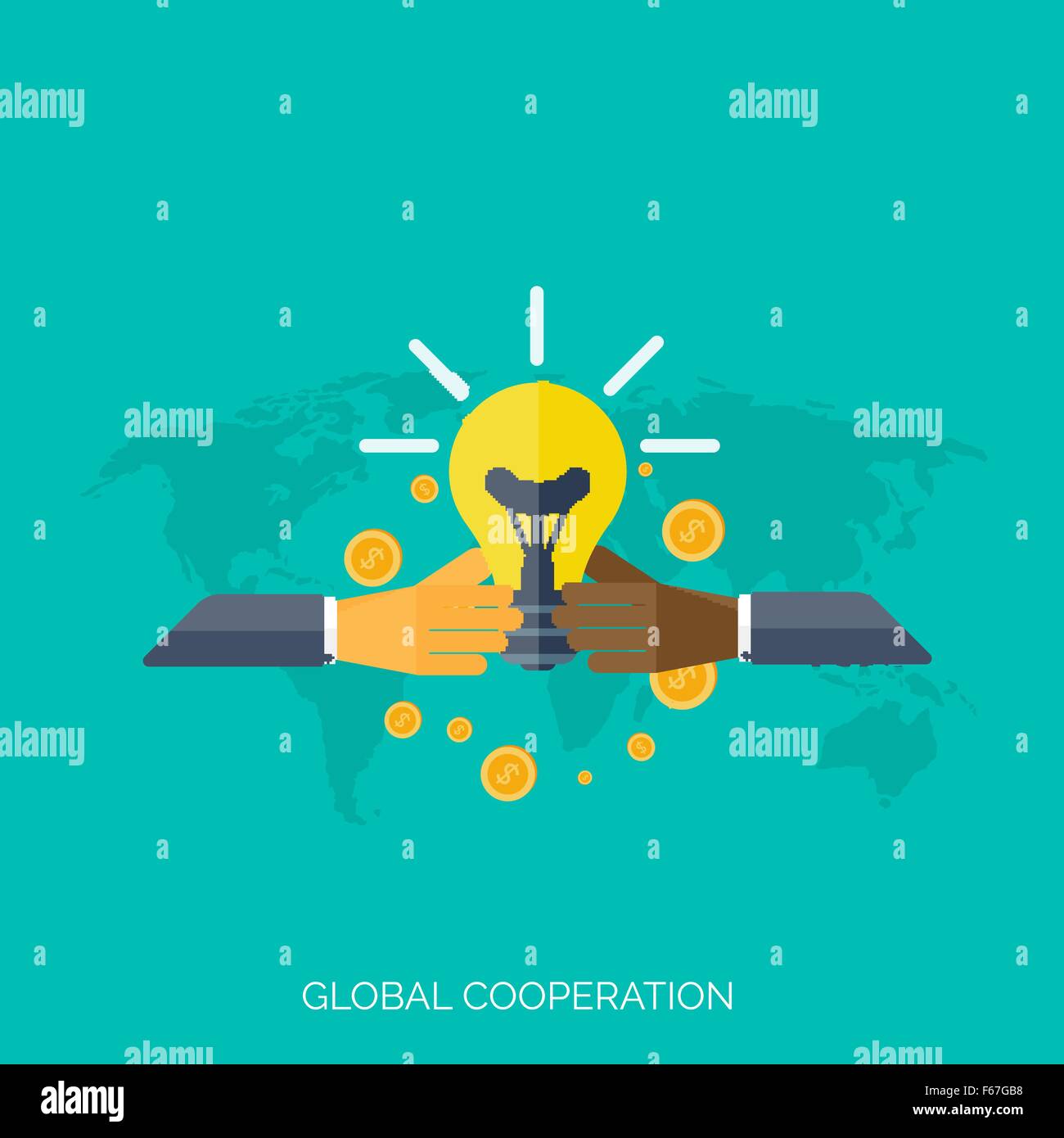 Flat hands. Global cooperation concept background. Business and ...