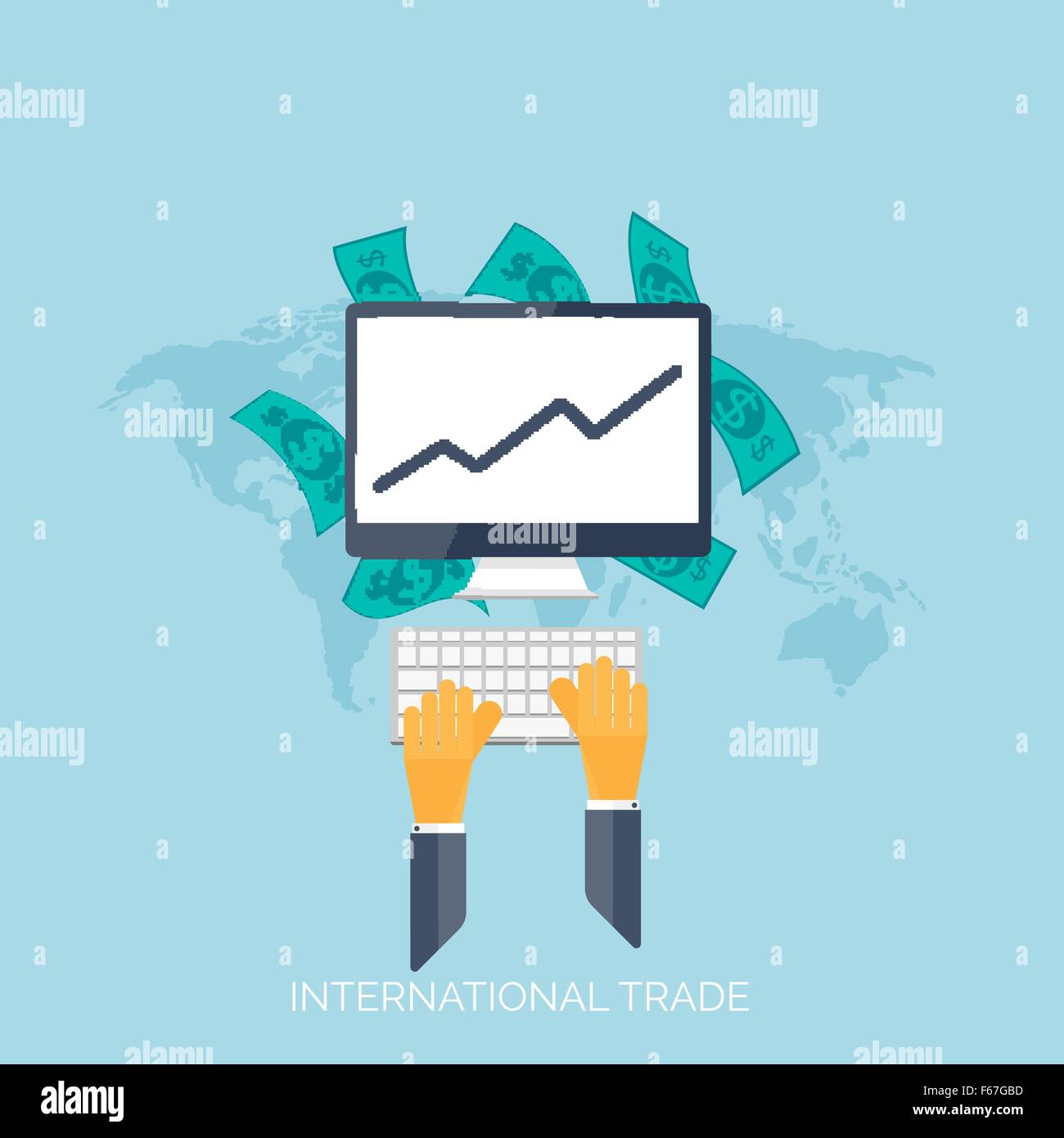 Flat hands. Global international trading concept background. Business ...