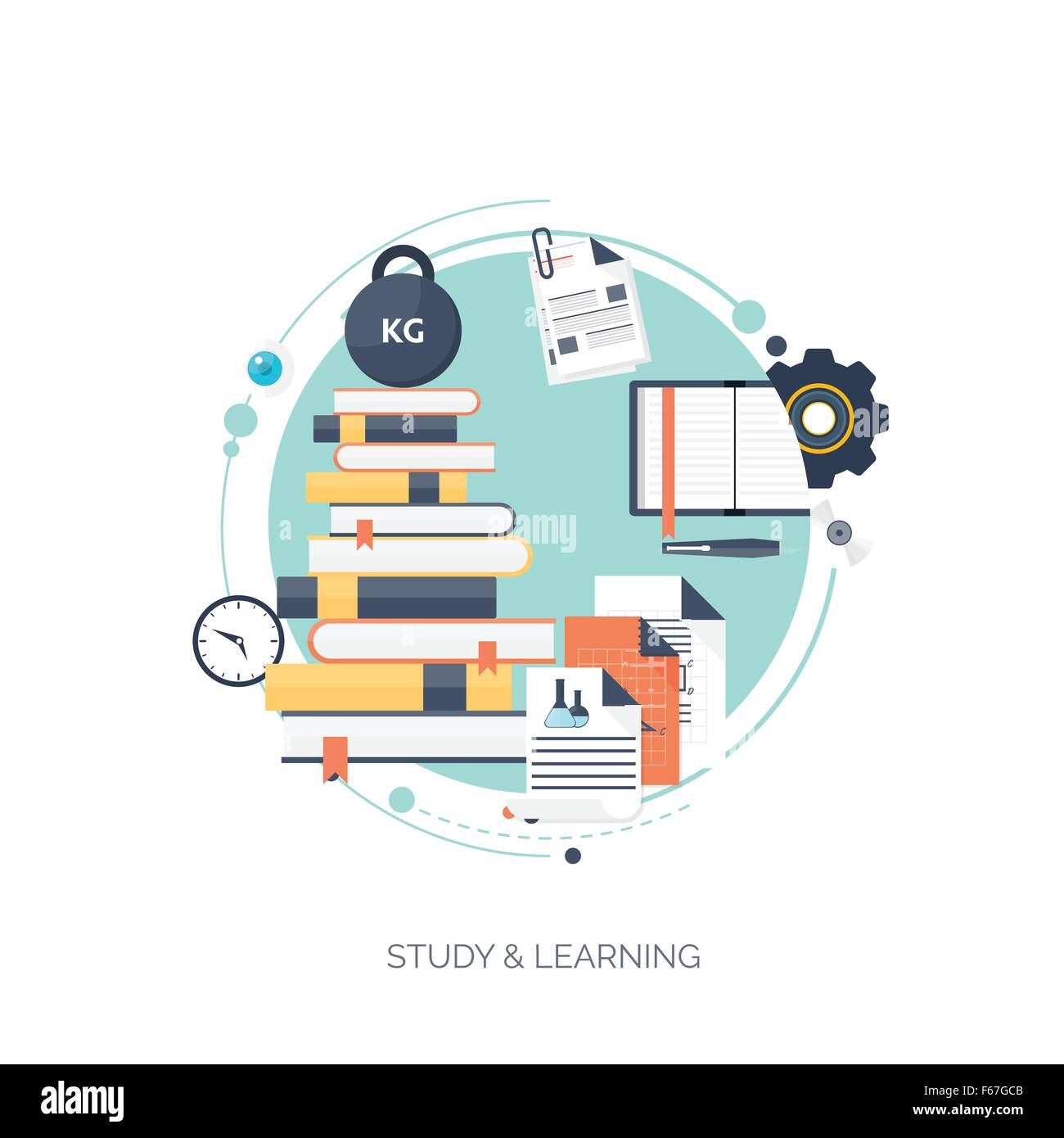 Flat vector illustration. Study ,learning concept background. Distance ...