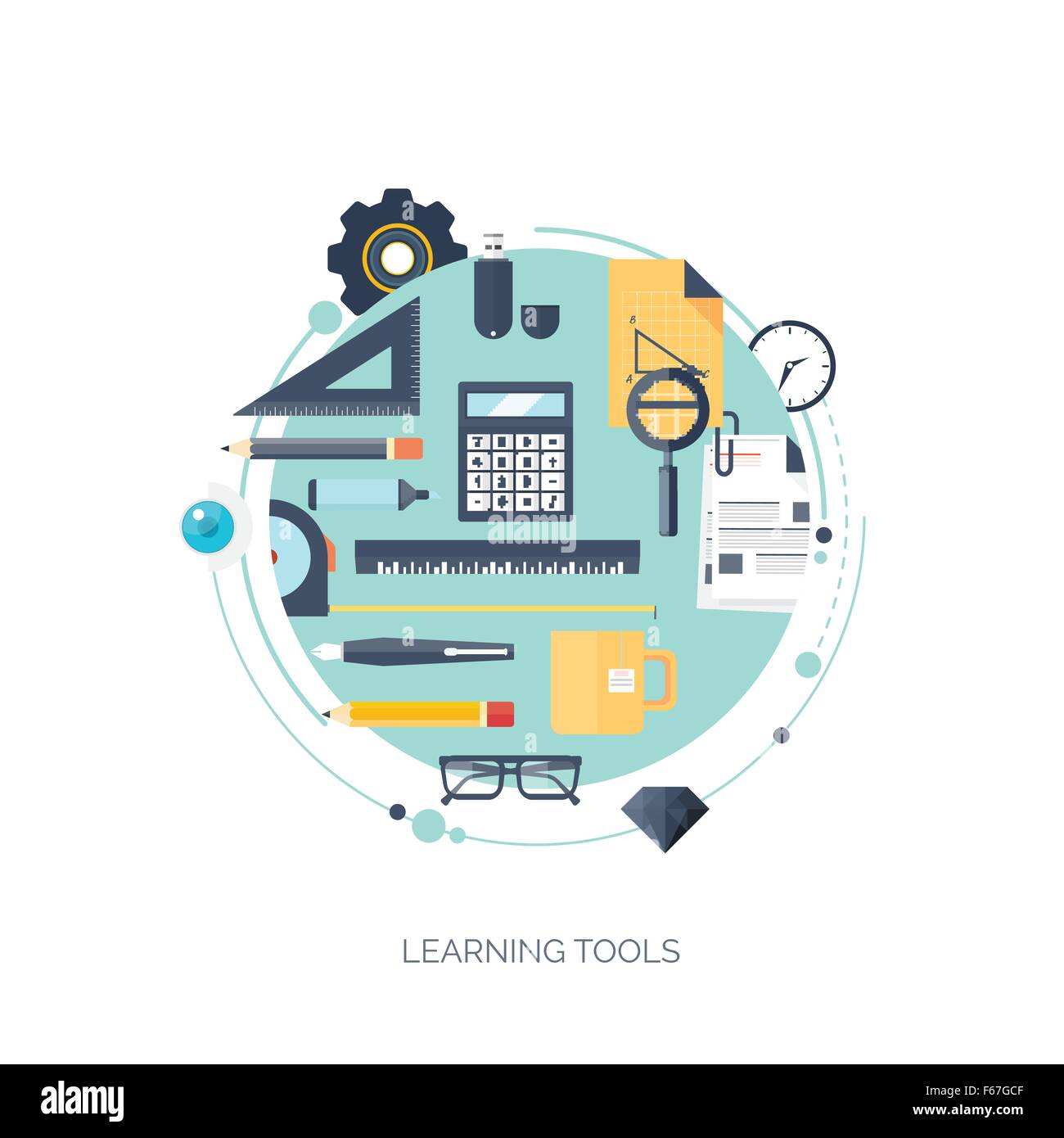 Flat vector illustration. Study ,learning concept background. Distance ...