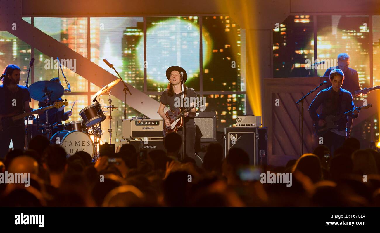 New York, NY, USA. 12th Nov, 2015. James Bay on stage for VH1's BIG ...