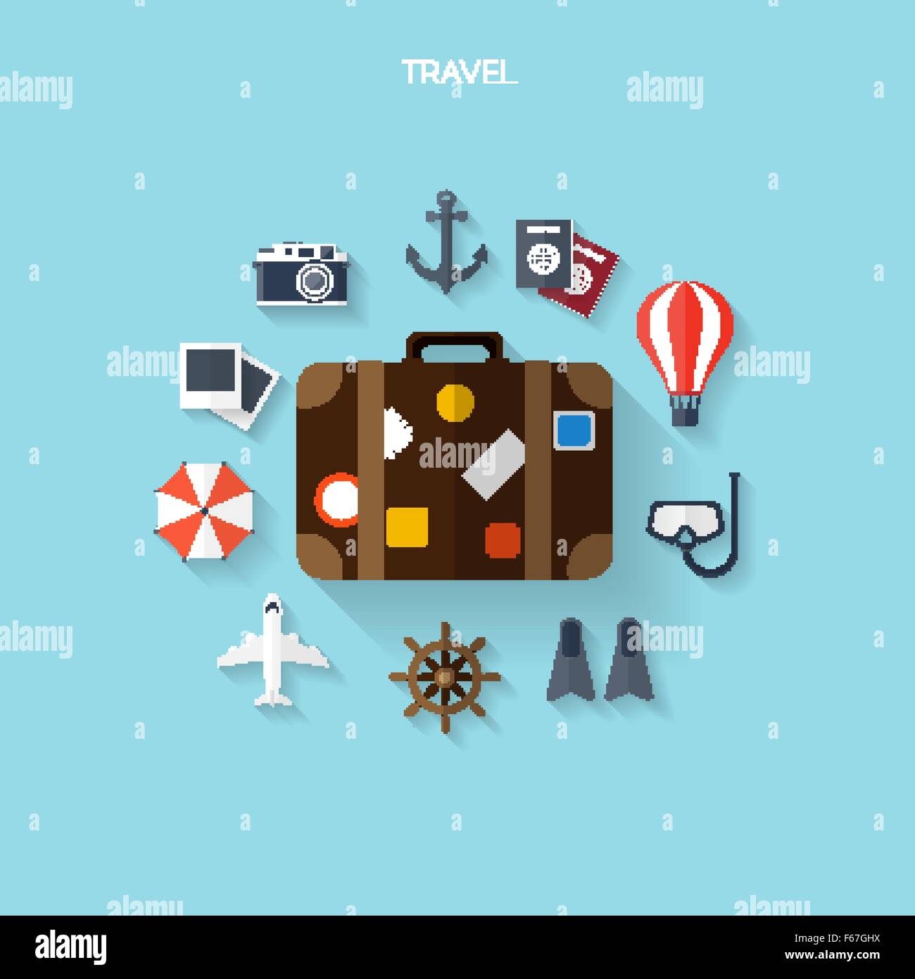 World travel concept background. Flat icons. Tourism concept image ...