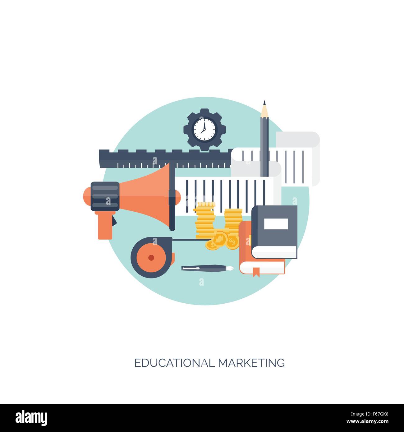 Flat vector illustration. Study ,learning concept background. Distance ...