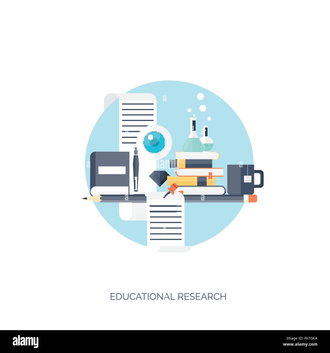 Flat vector illustration. Study ,learning concept background. Distance ...