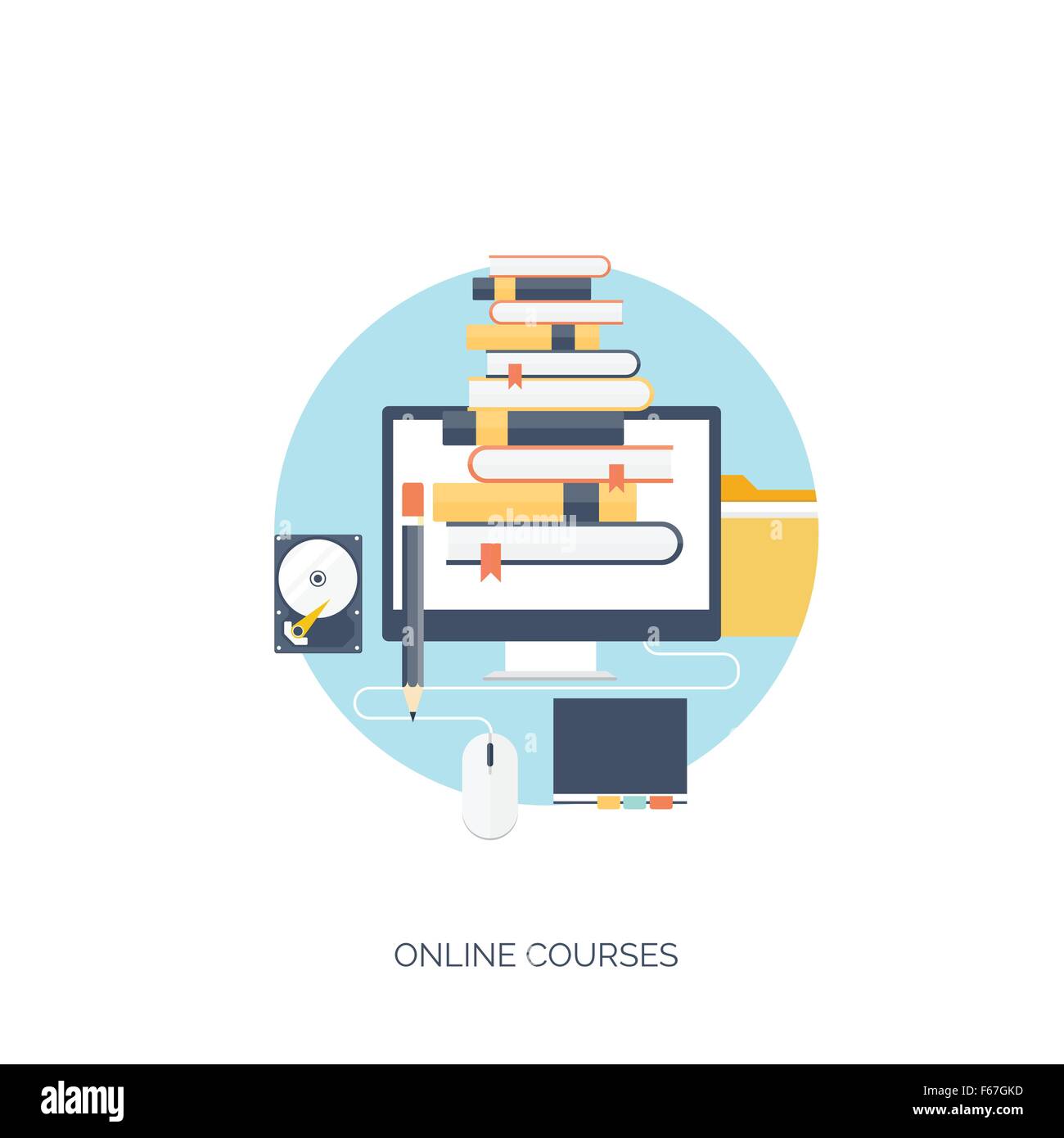 Flat vector illustration. Study ,learning concept background. Distance ...