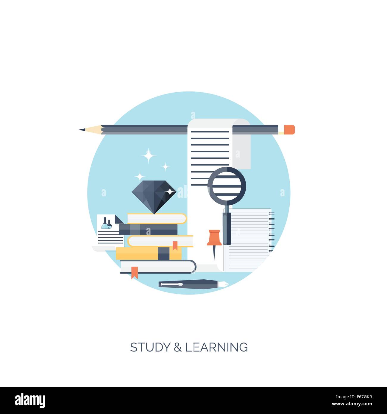 Flat vector illustration. Study ,learning concept background. Distance ...