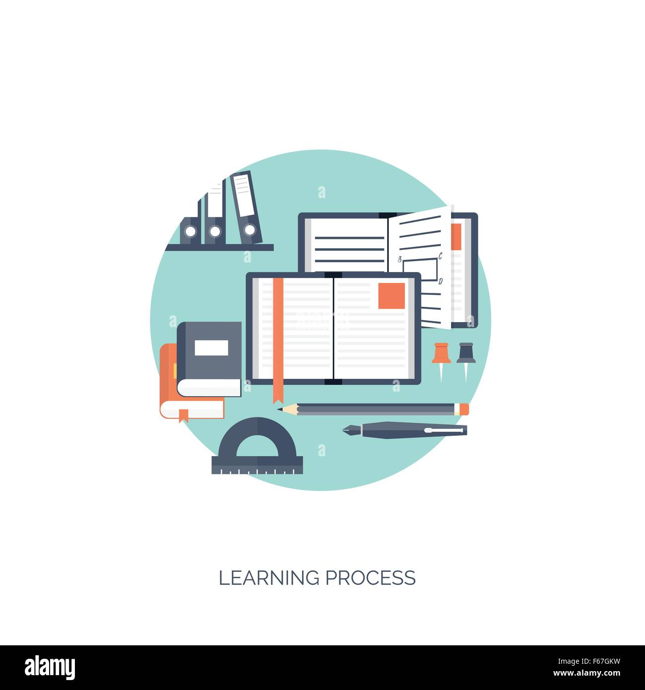 Flat vector illustration. Study ,learning concept background. Distance ...