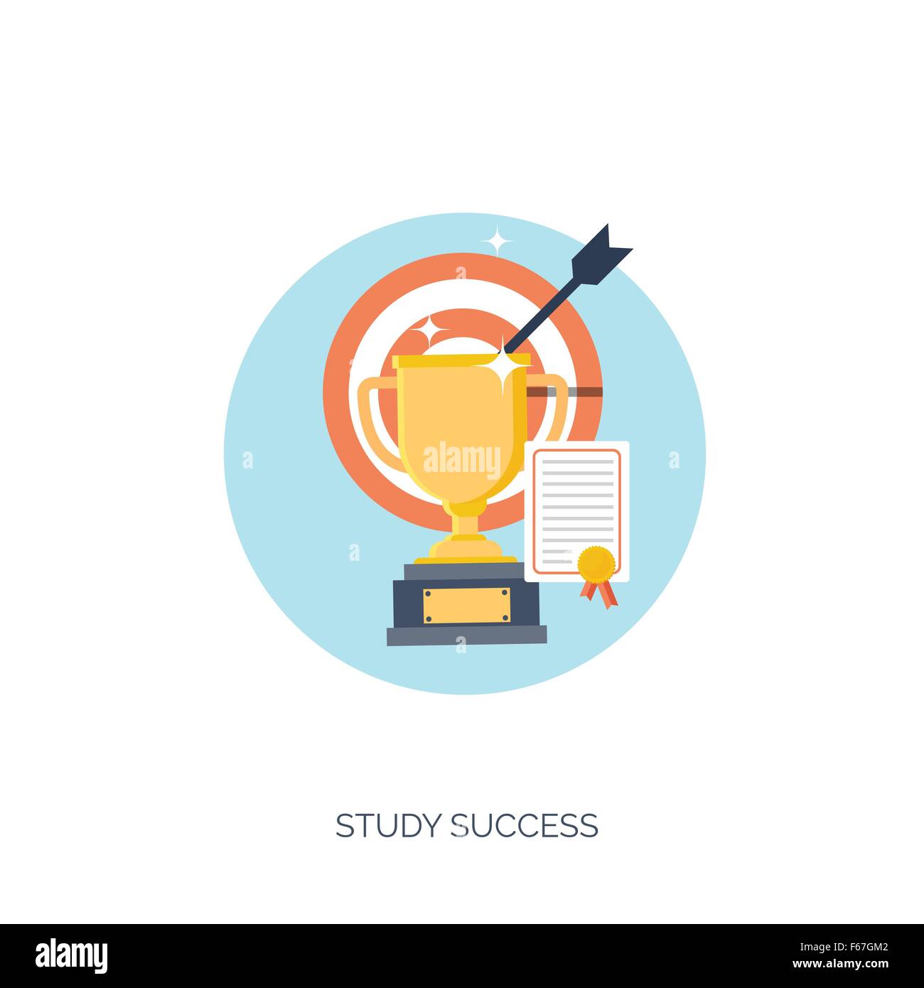 Flat vector illustration. Trophy, study success. Study and learning ...