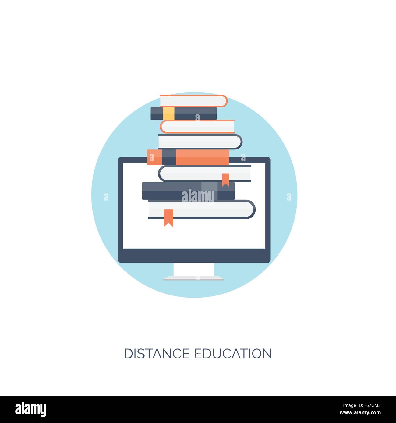 Flat vector illustration. Study ,learning concept background. Distance ...