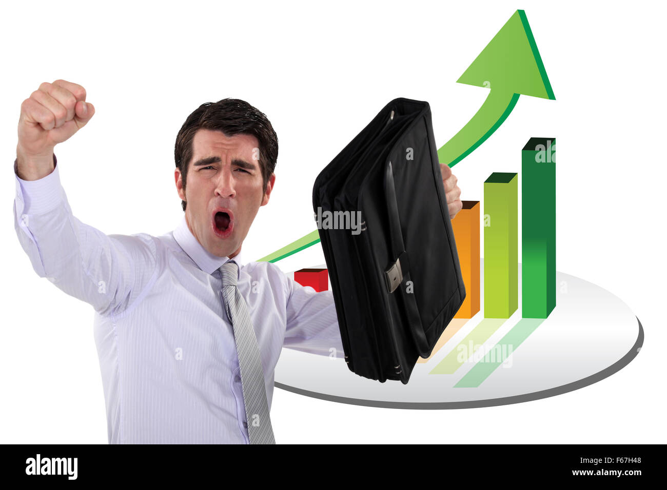 Excited businessman has made a profit Stock Photo - Alamy