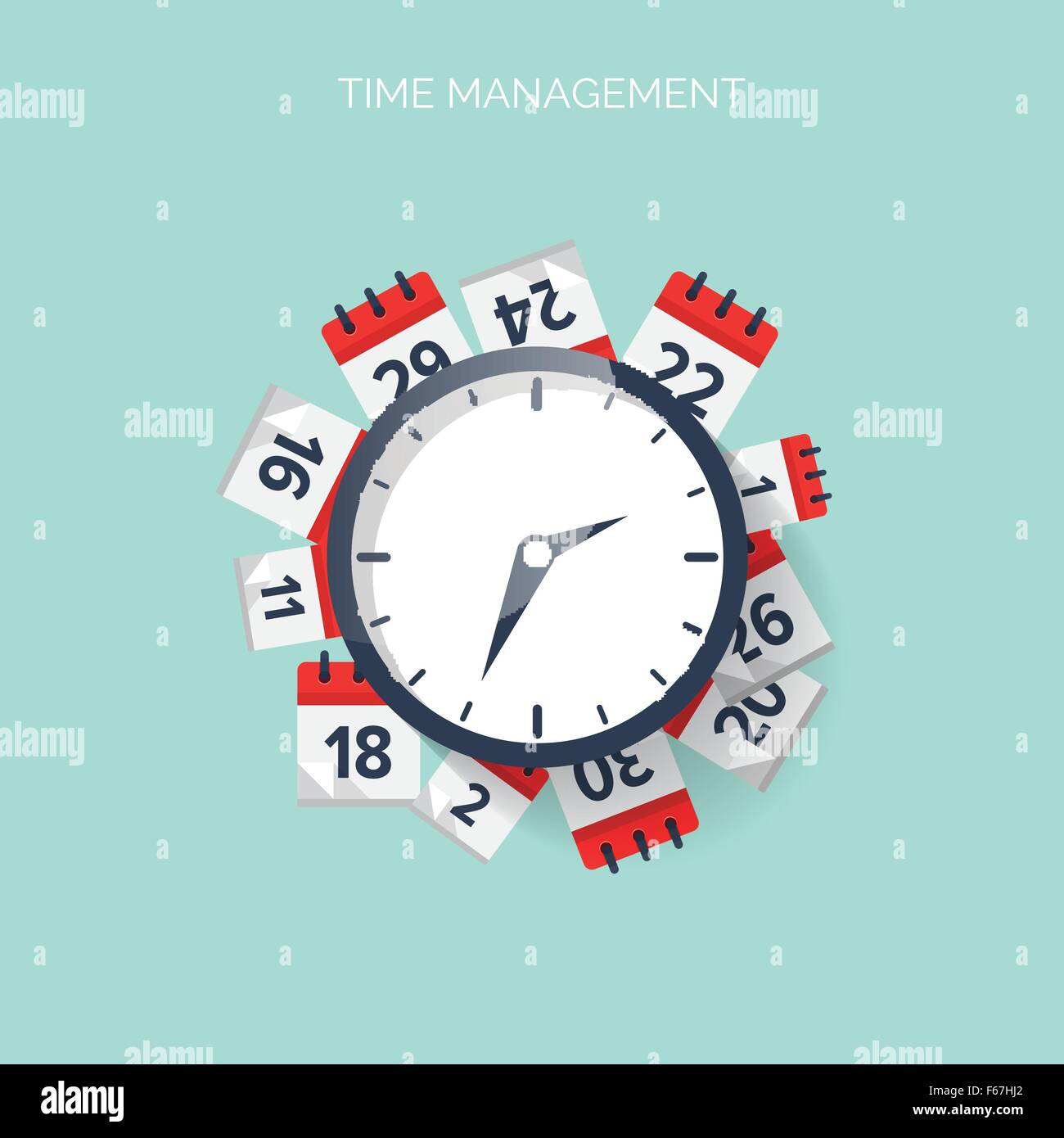 Clock and calendar. Time management concept background Stock Vector ...