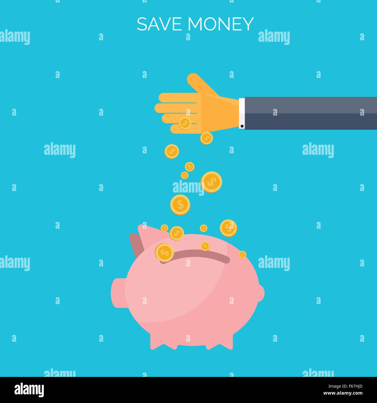 Save money flat concept background. Time is money Stock Vector Image ...