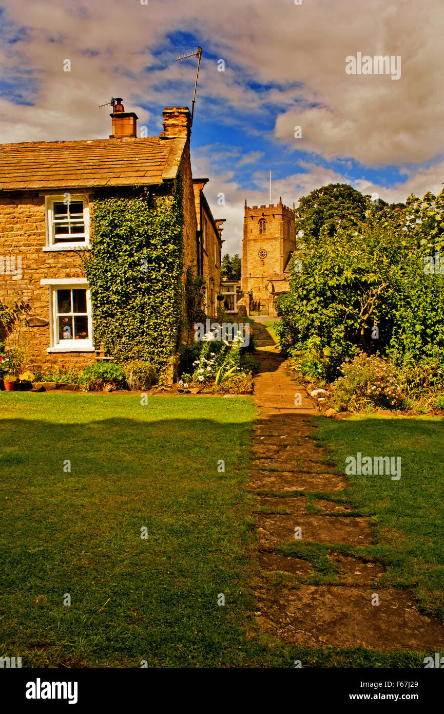 Cottage and St Romalds Church at Romaldskirk Stock Photo - Alamy