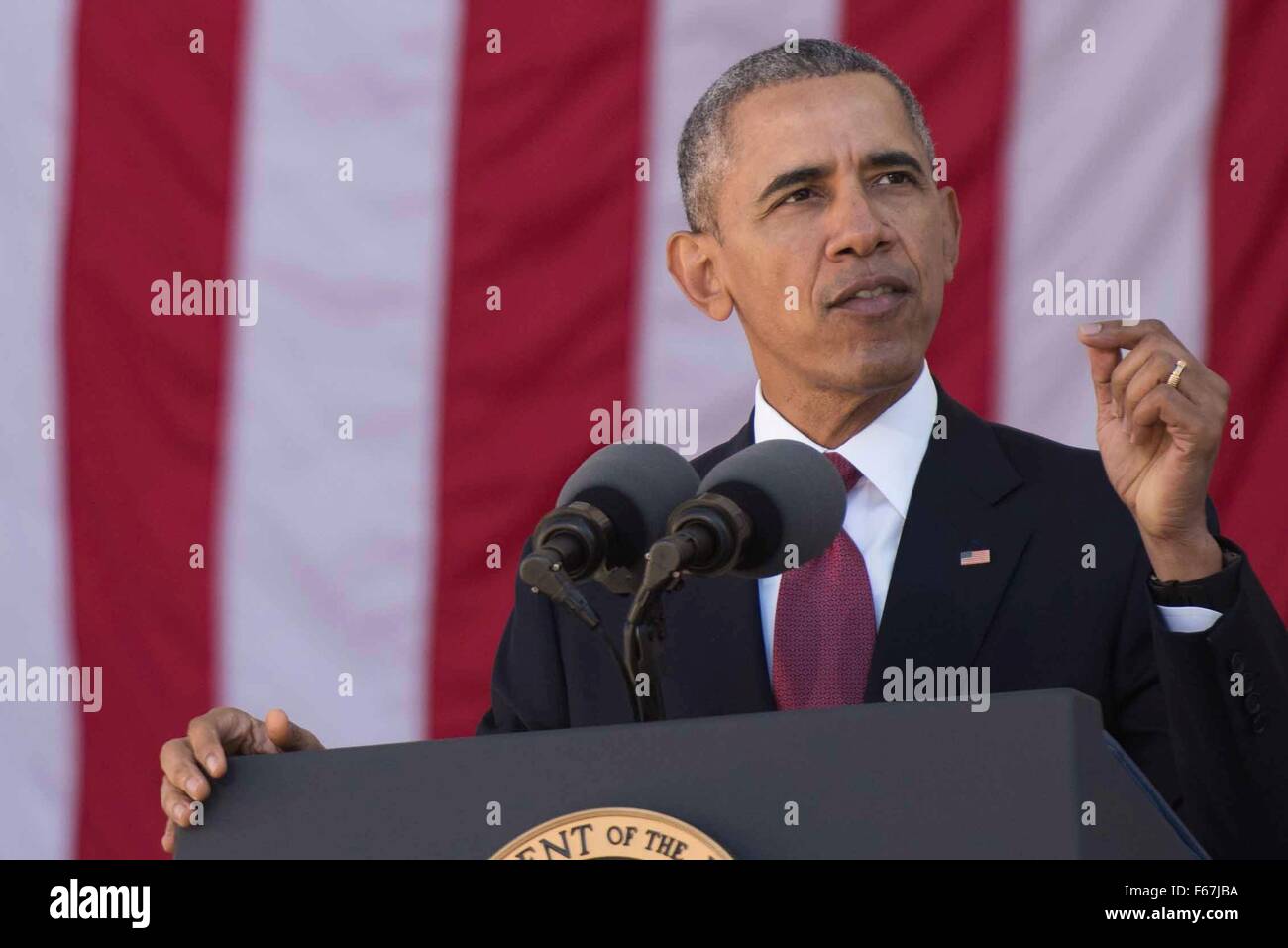 U.S. President Barack Obama gives the traditional Veterans Day address ...