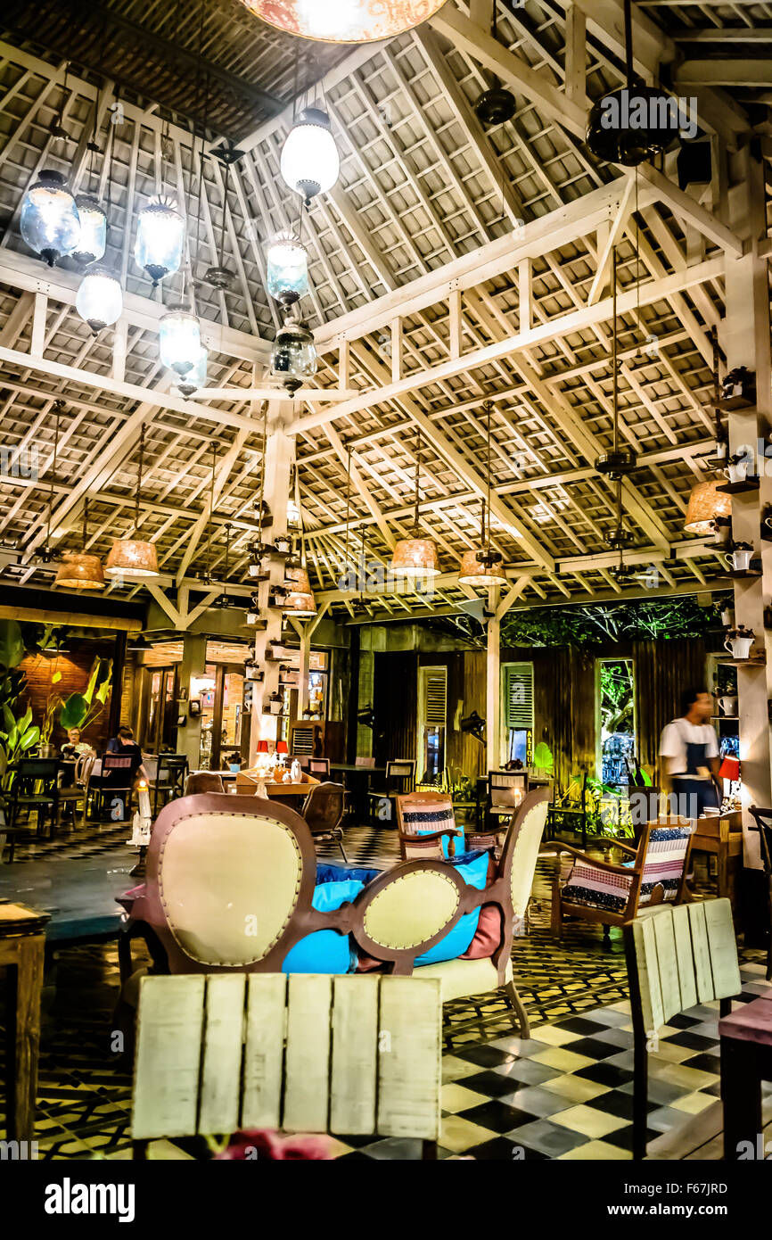 rustic balinese restaurant interior Stock Photo - Alamy